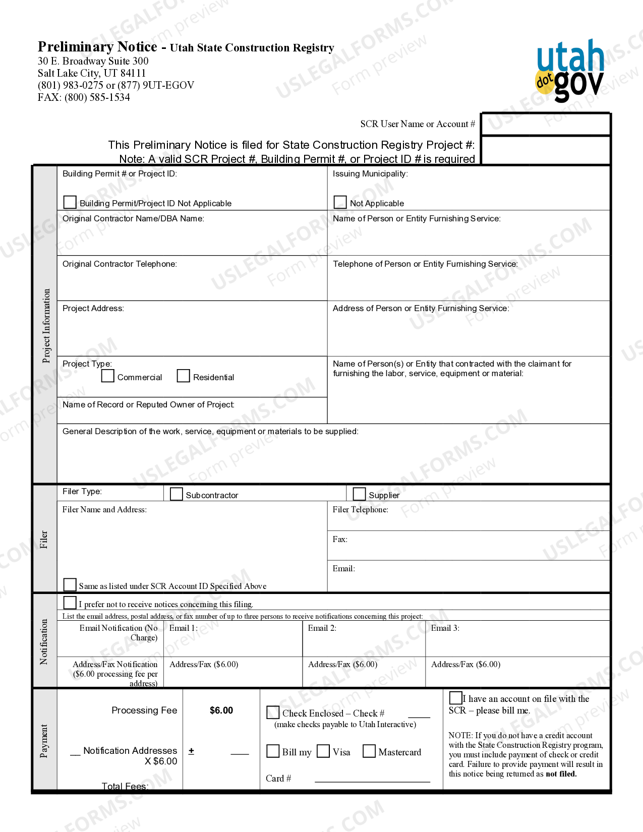 Utah Preliminary Notice | US Legal Forms