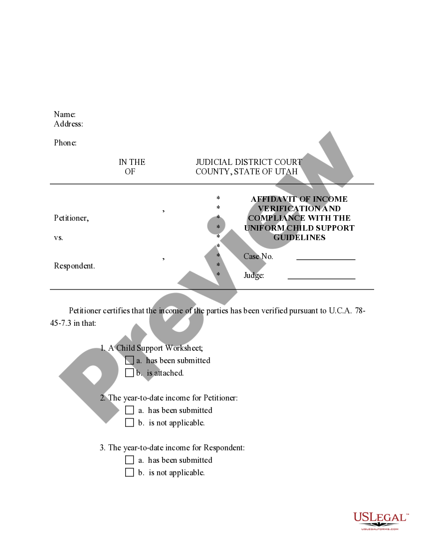 Affidavit Of Child Support With No Job US Legal Forms