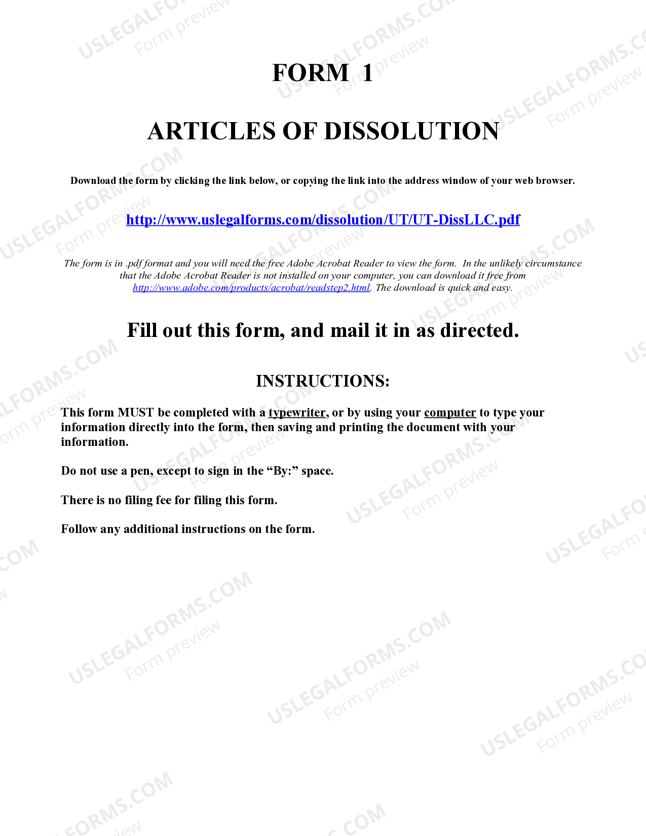 Utah Dissolution Package to Dissolve Limited Liability Company LLC ...