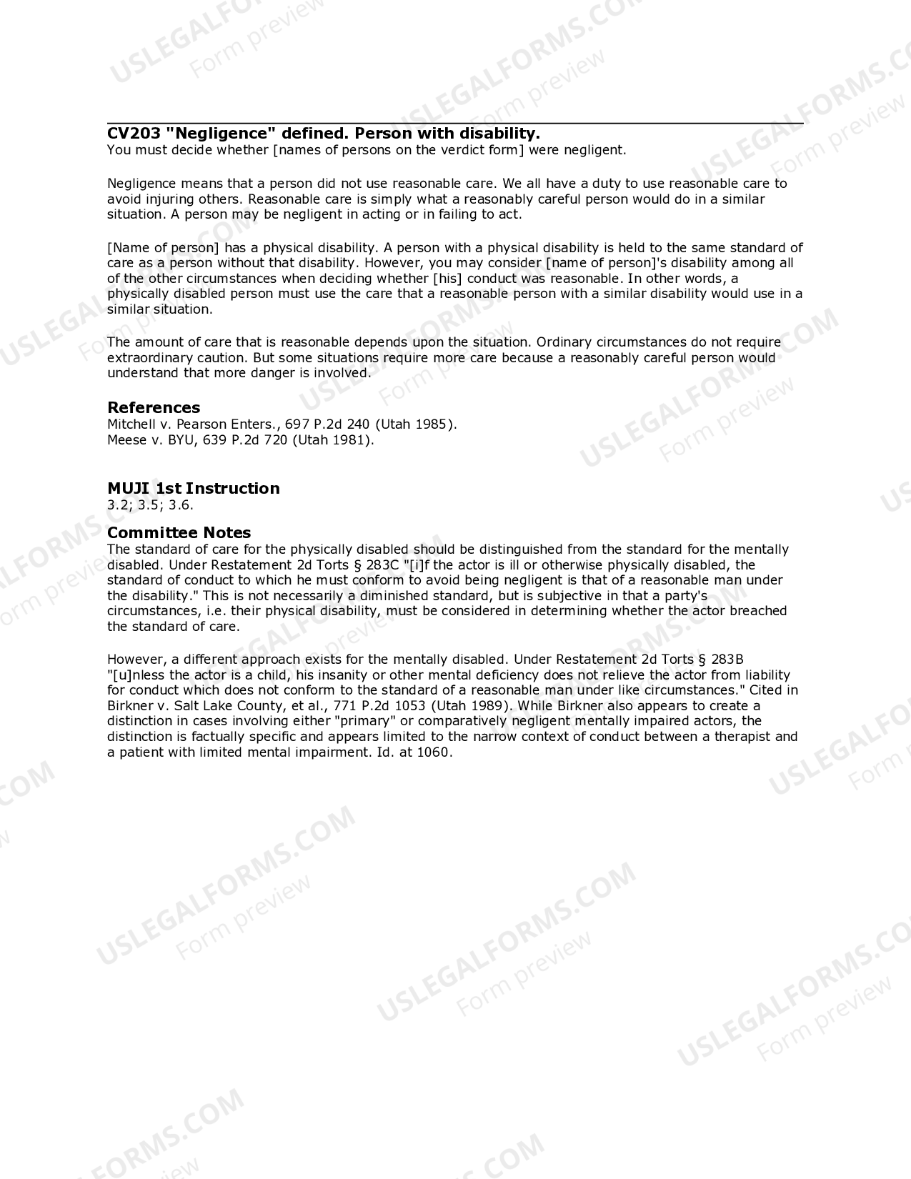 Utah Negligence defined. Person with disability | US Legal Forms