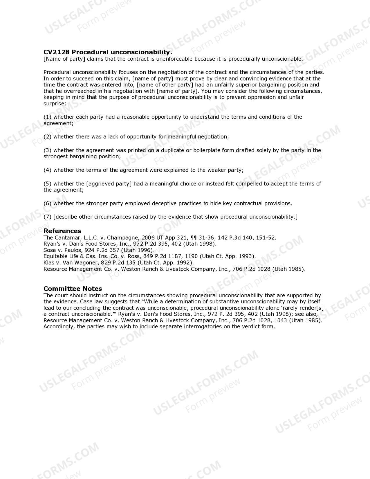 Utah Procedural unconscionability | US Legal Forms