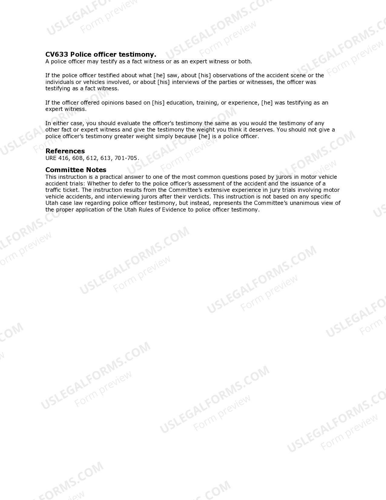 Utah Police officer testimony | US Legal Forms