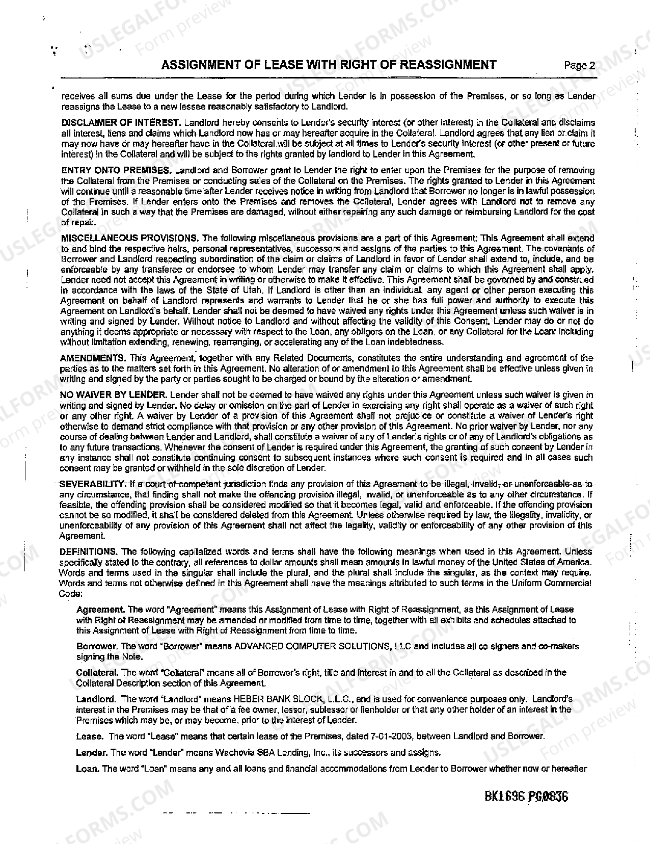 Utah Assignment of Lease with Right of Reassignment | US Legal Forms