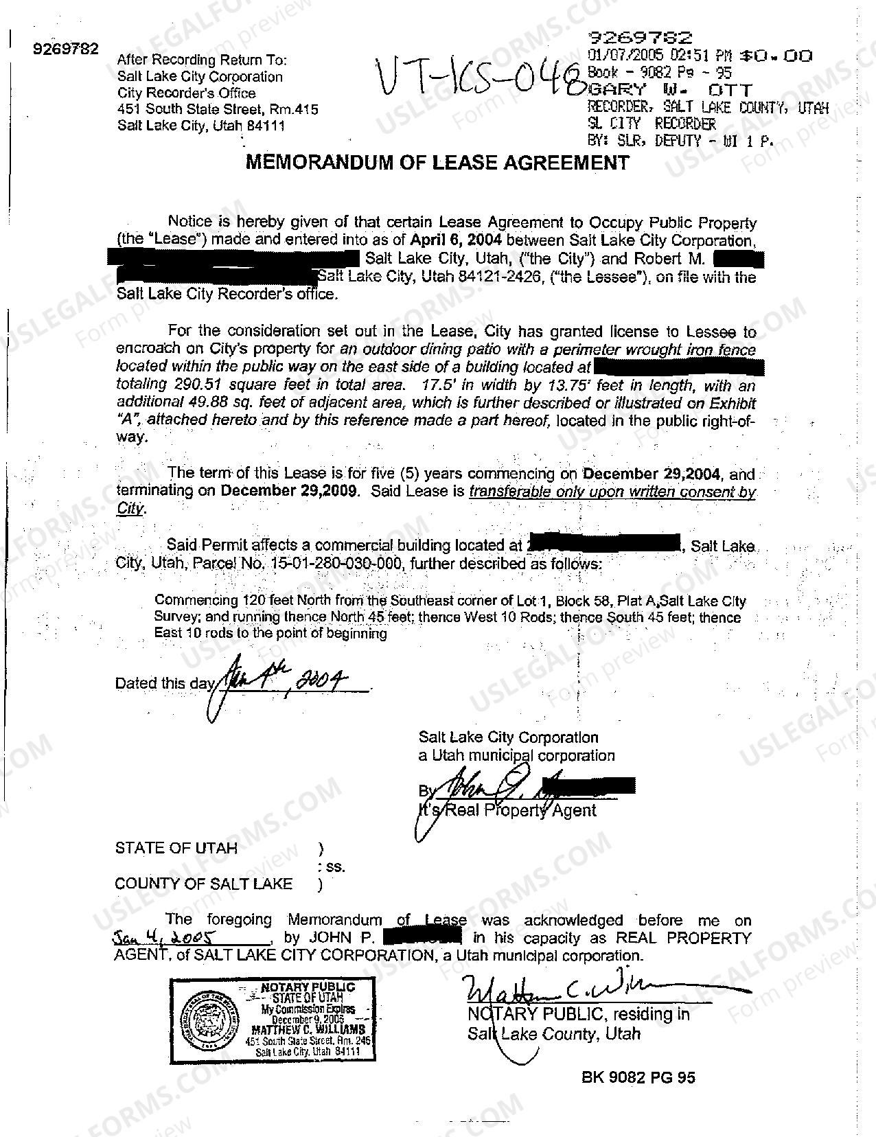 Utah Memorandum of Lease Agreement - Lease Agreement Utah | US Legal Forms