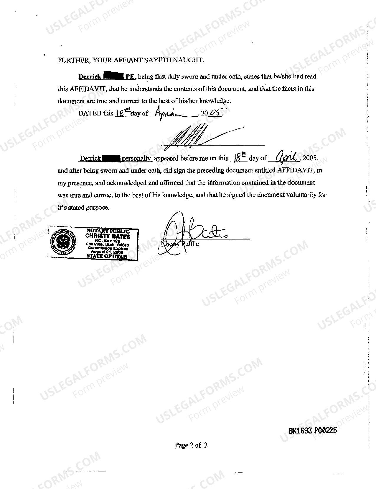 Utah Affidavit | US Legal Forms