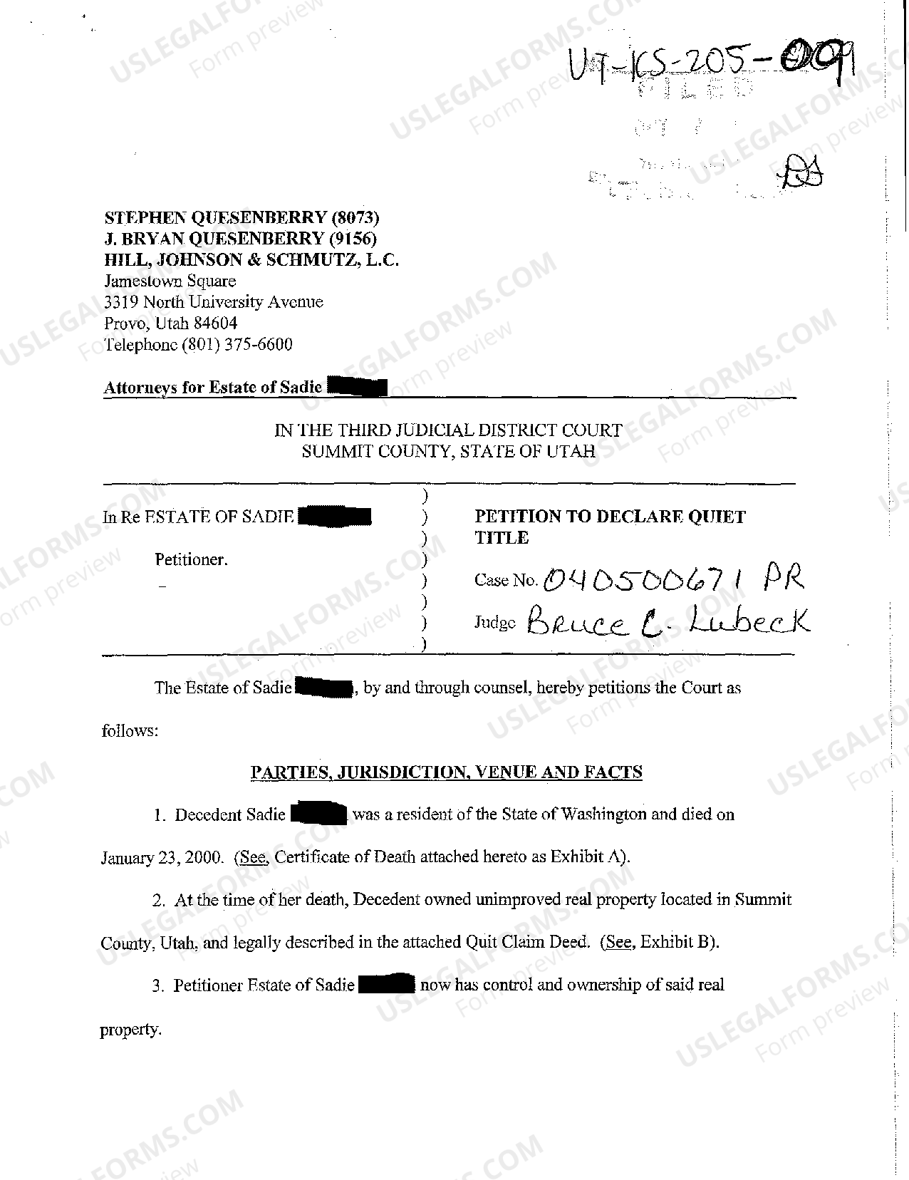 Utah Petition to Declare Quiet Title | US Legal Forms