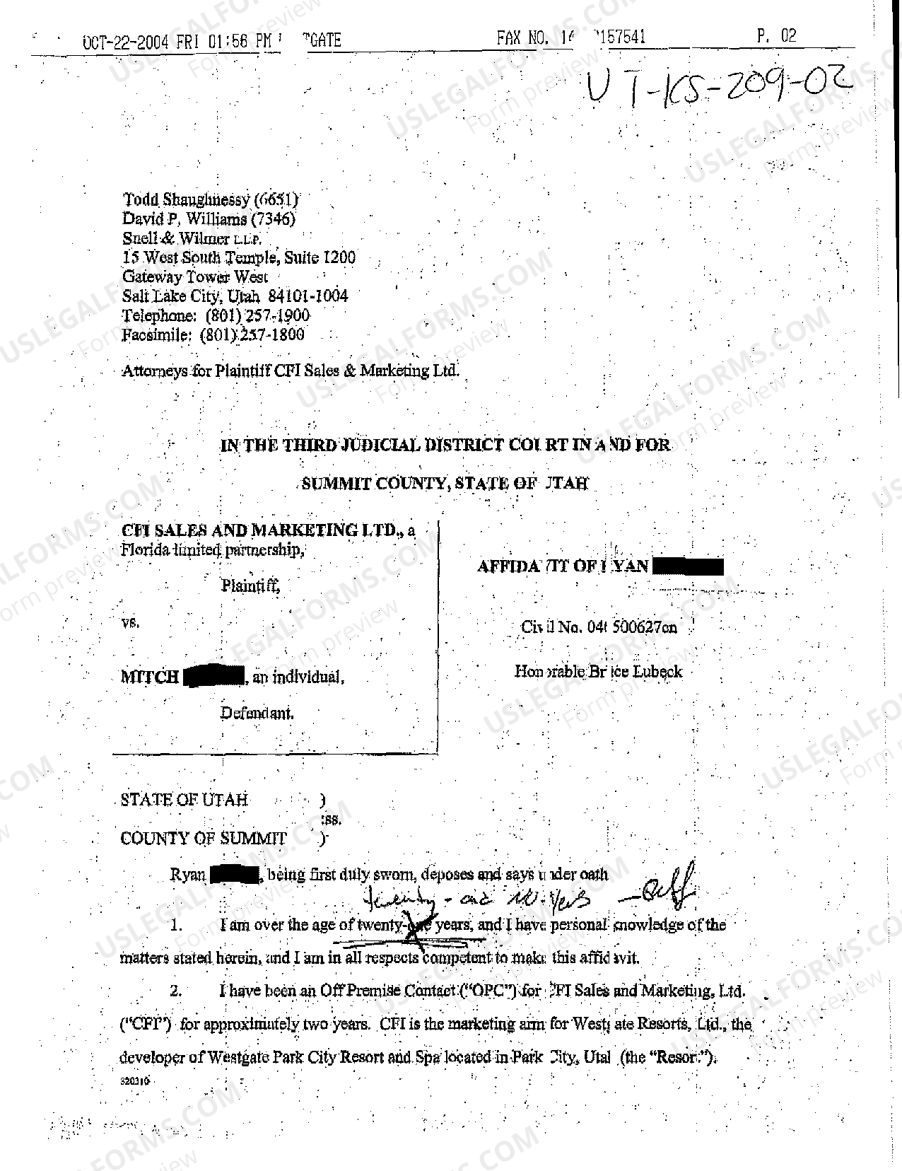 Utah Affidavit | US Legal Forms