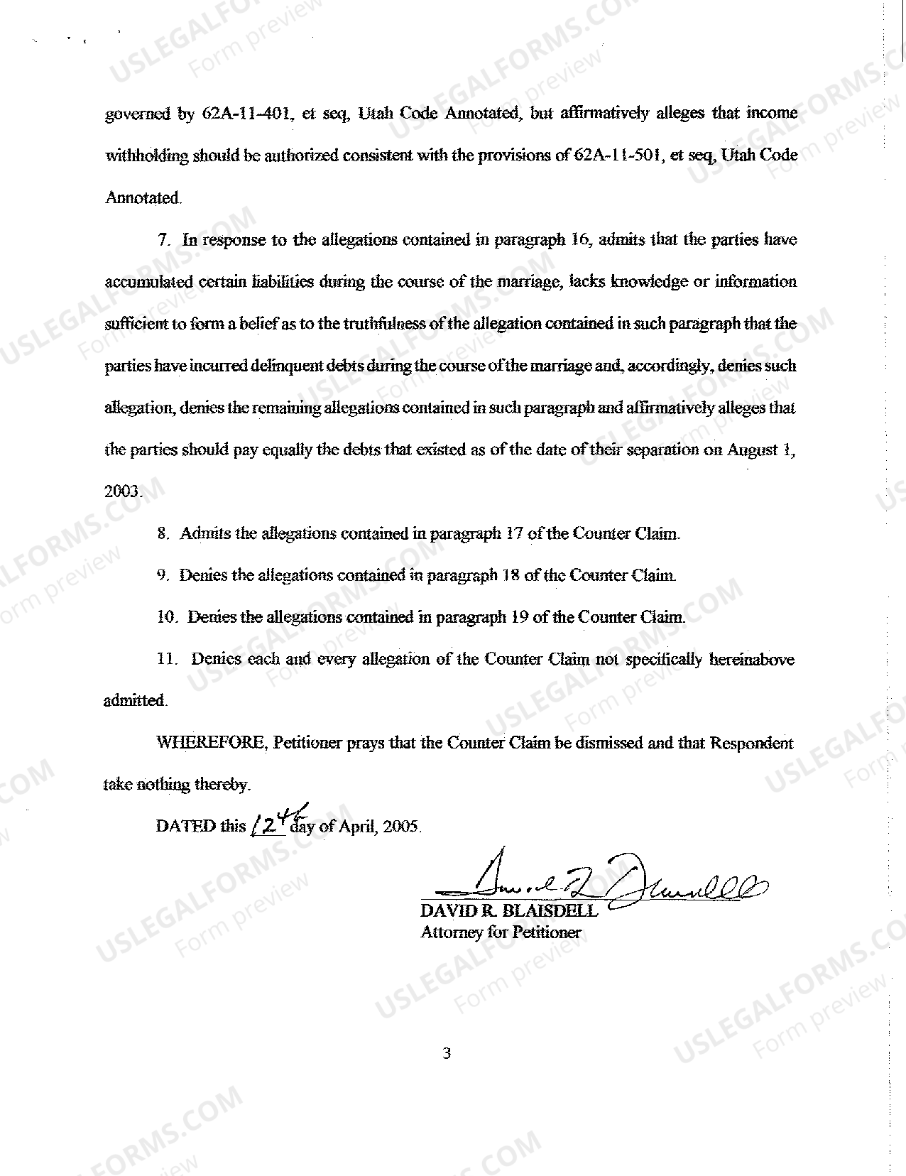 Utah Reply to Counterclaim | US Legal Forms