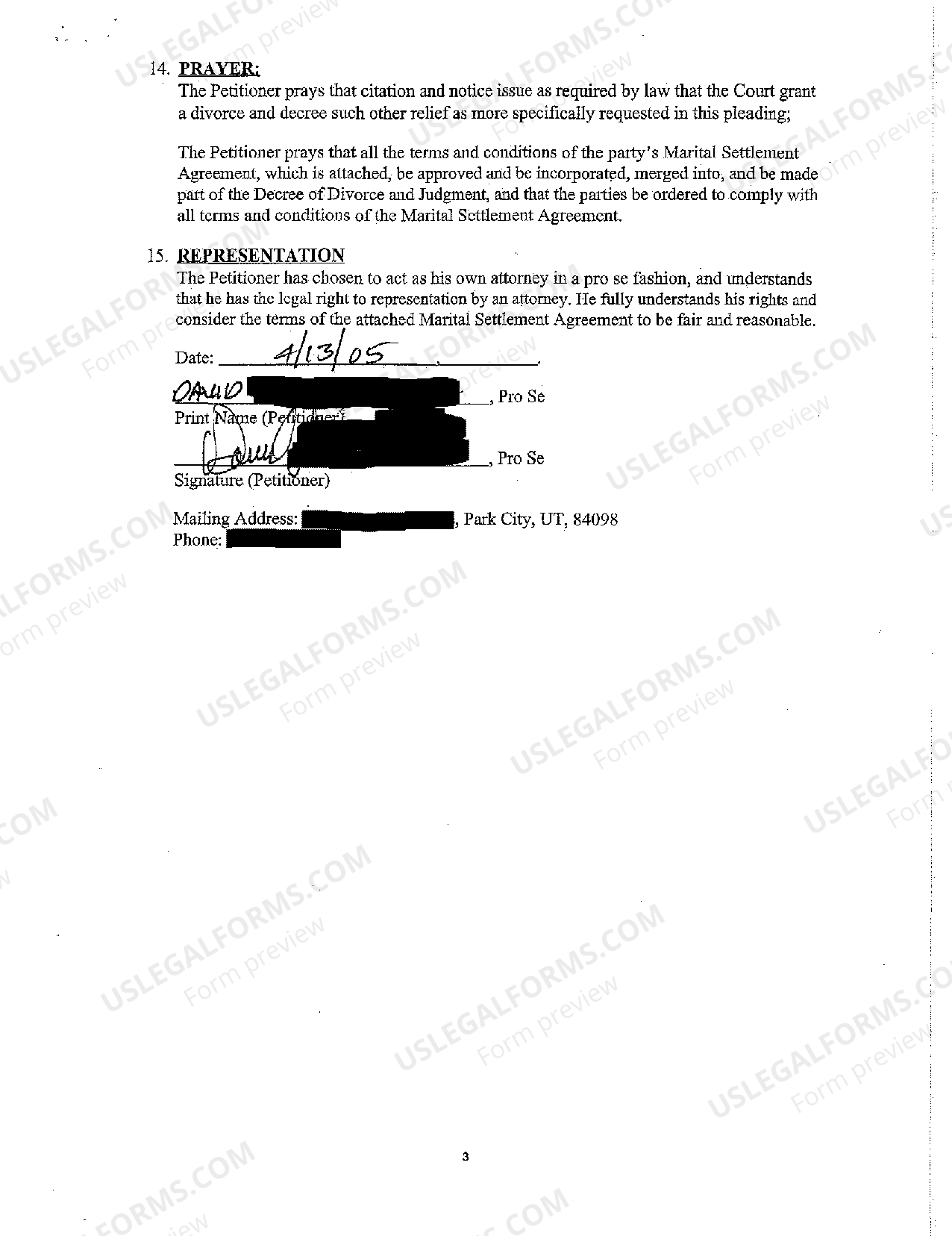 Utah Verified Petition for Divorce - Divorce Utah Online | US Legal Forms