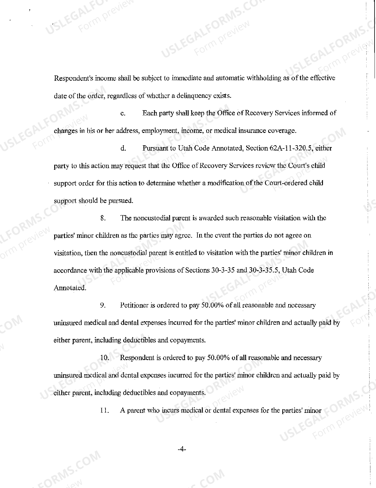 Utah Decree of Divorce and Judgment - Utah Divorce Decree | US Legal Forms