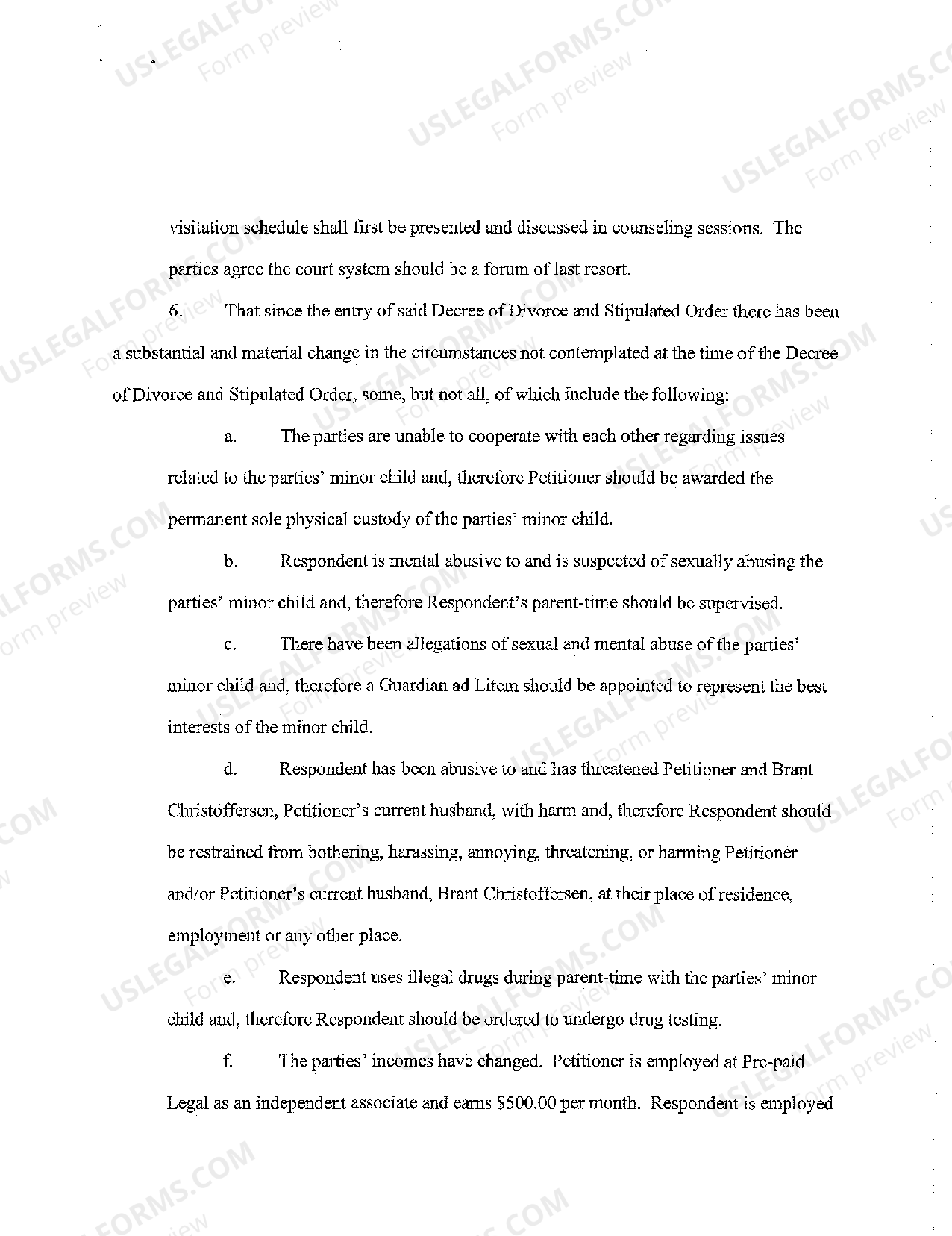 Utah Verified Petition for Modification or Amendment of Decree of ...