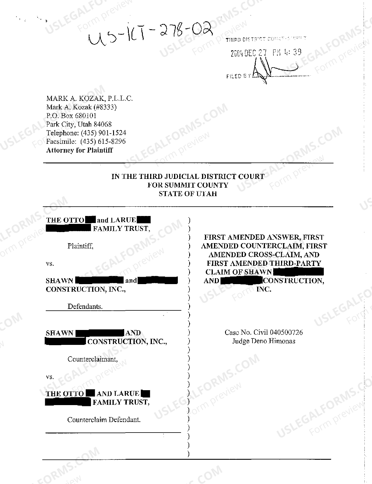 Utah First Amended Answer, Counterclaim, Crossclaim, and Third-Party ...