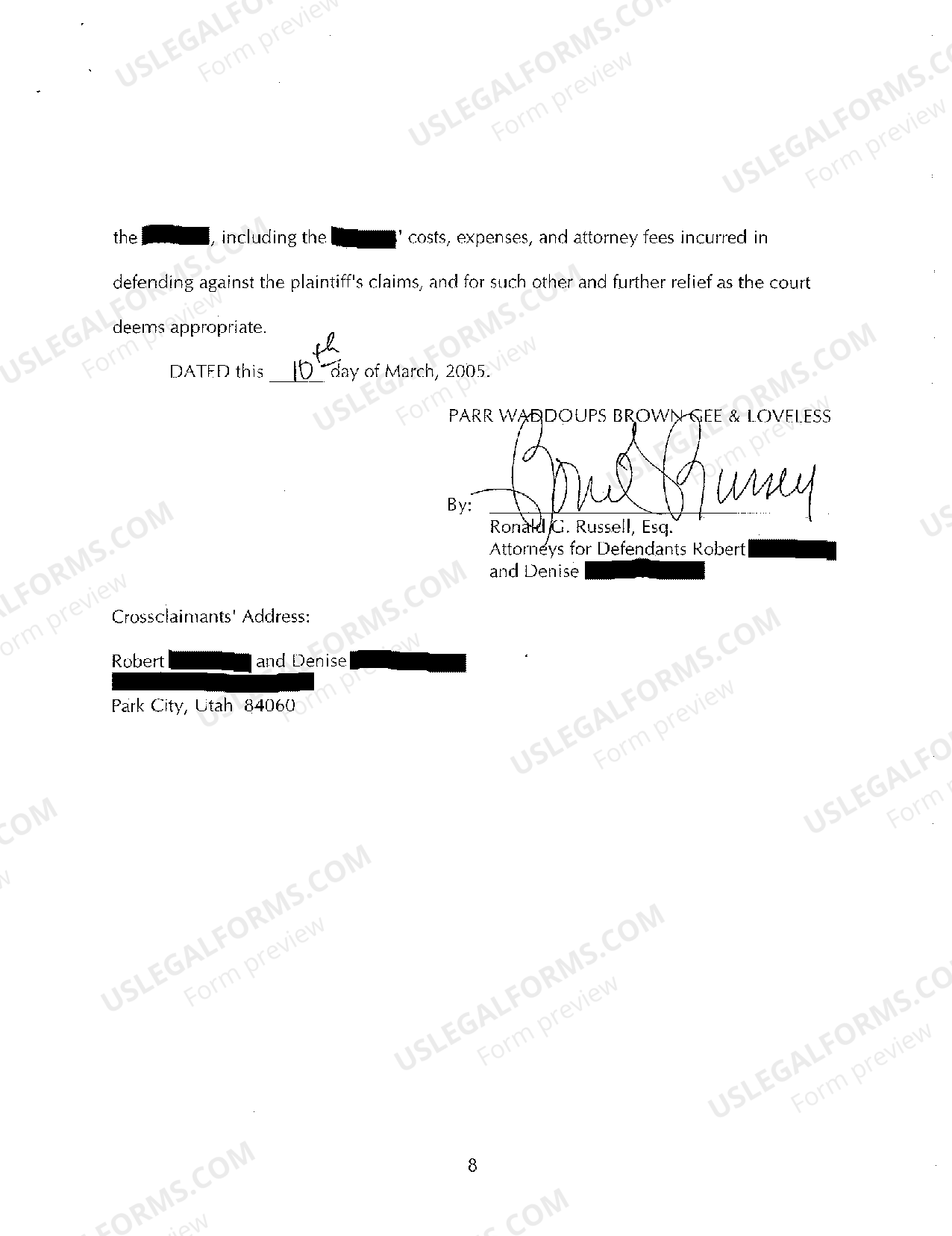 Utah Answer and Cross Claim | US Legal Forms