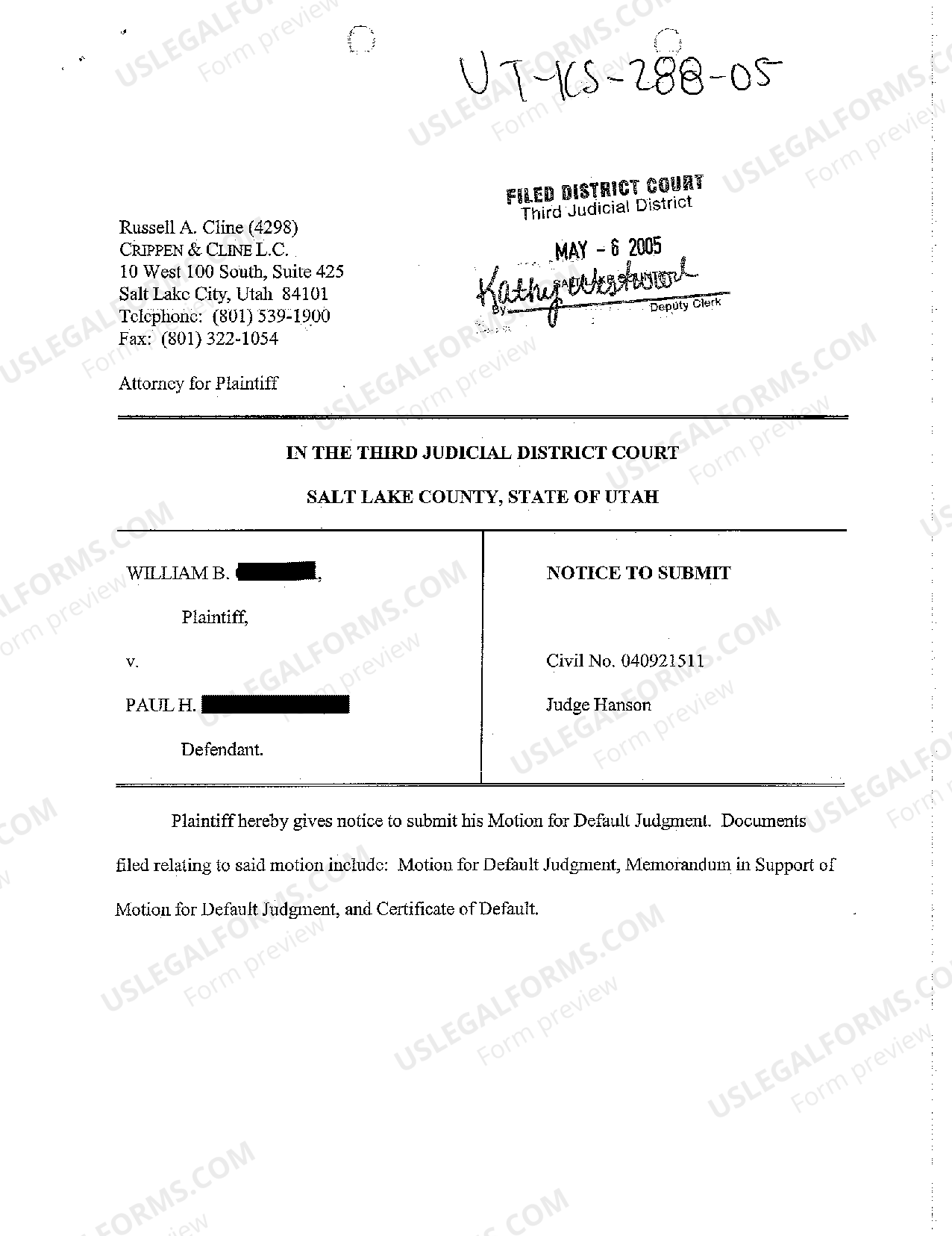 Utah Notice to Submit | US Legal Forms
