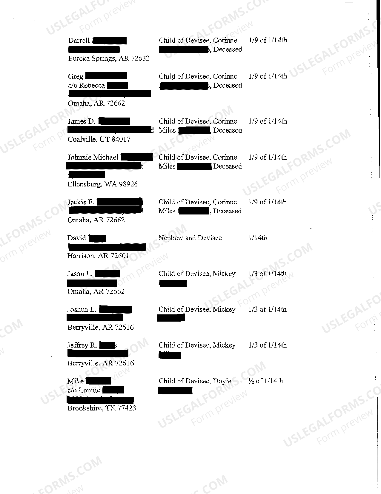 Utah Schedule of Distribution Attached to Estate Closing Order and ...