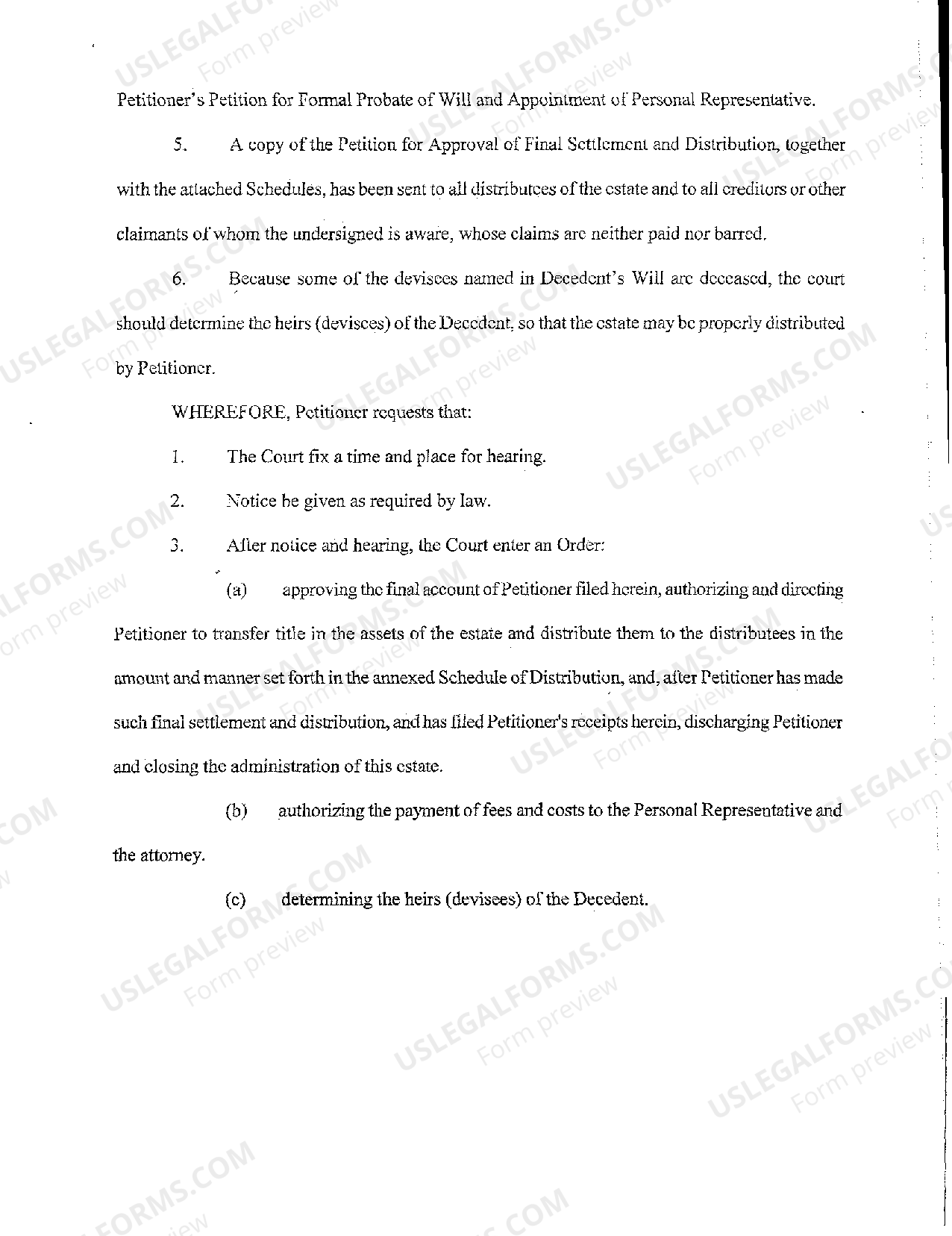 Utah Petition for Approval of Final Settlement and Distribution and for ...