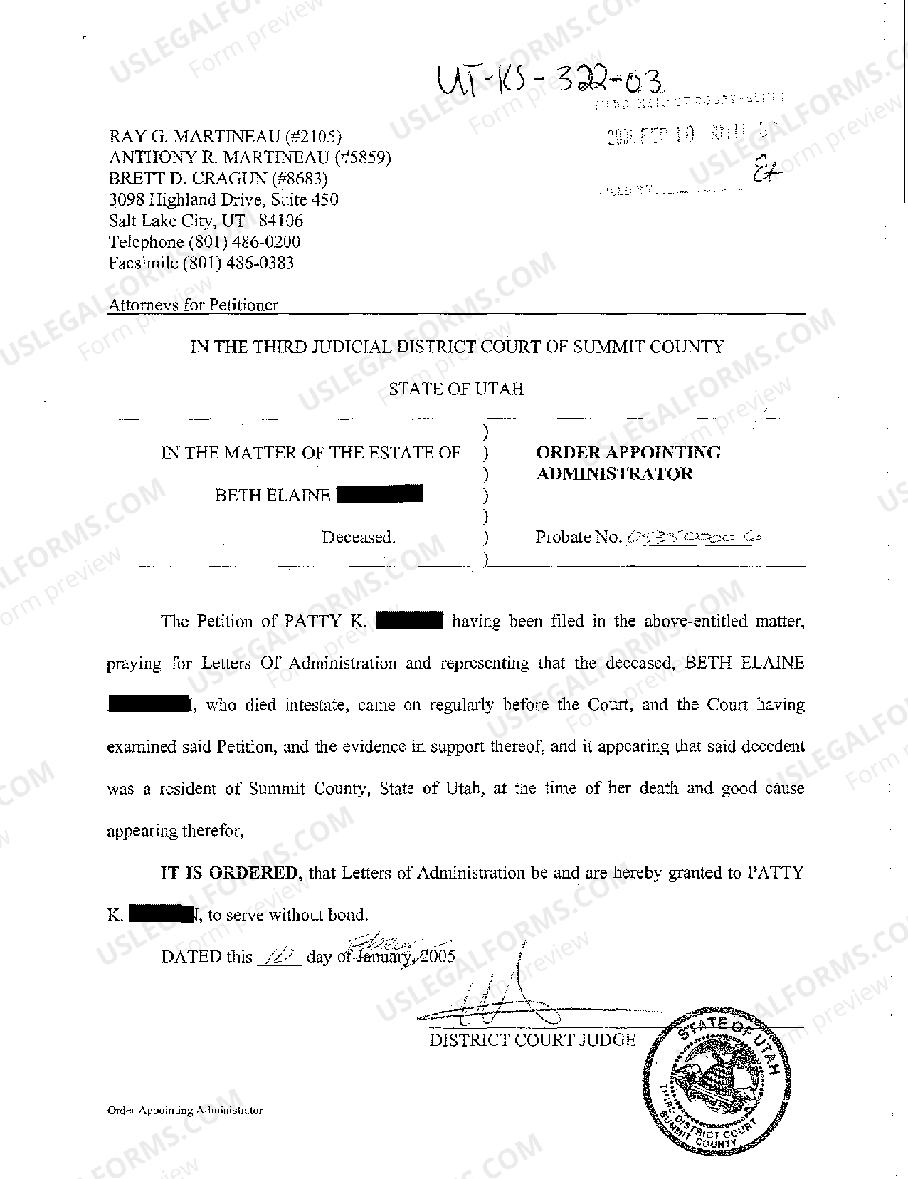 Utah Order Appointing Administrator | US Legal Forms