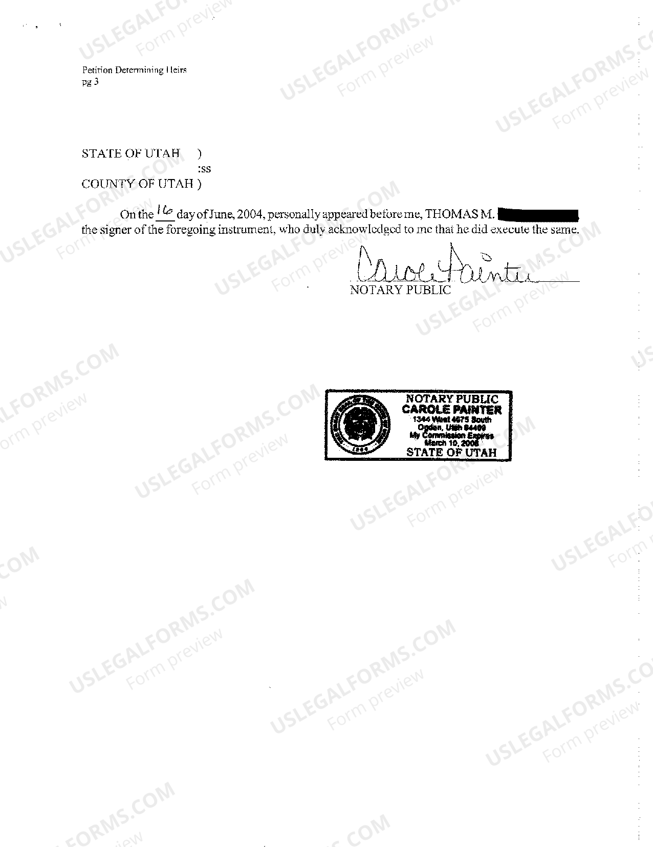 Petition For Determination Of Heirship Utah For Letters Of ...