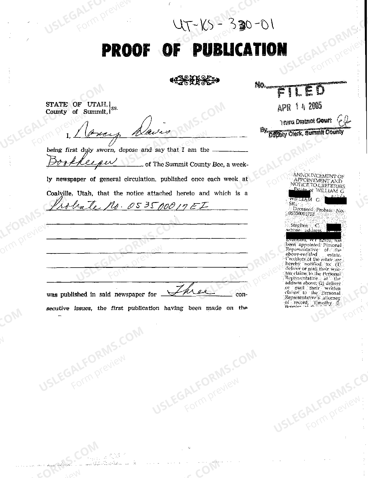 Utah Proof of Publication | US Legal Forms