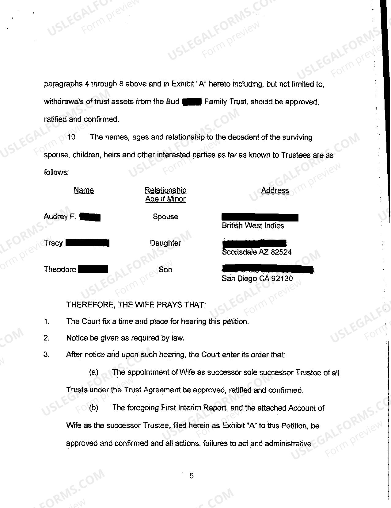 Utah Report of Trustee and Petition for Approval of Accounting by ...