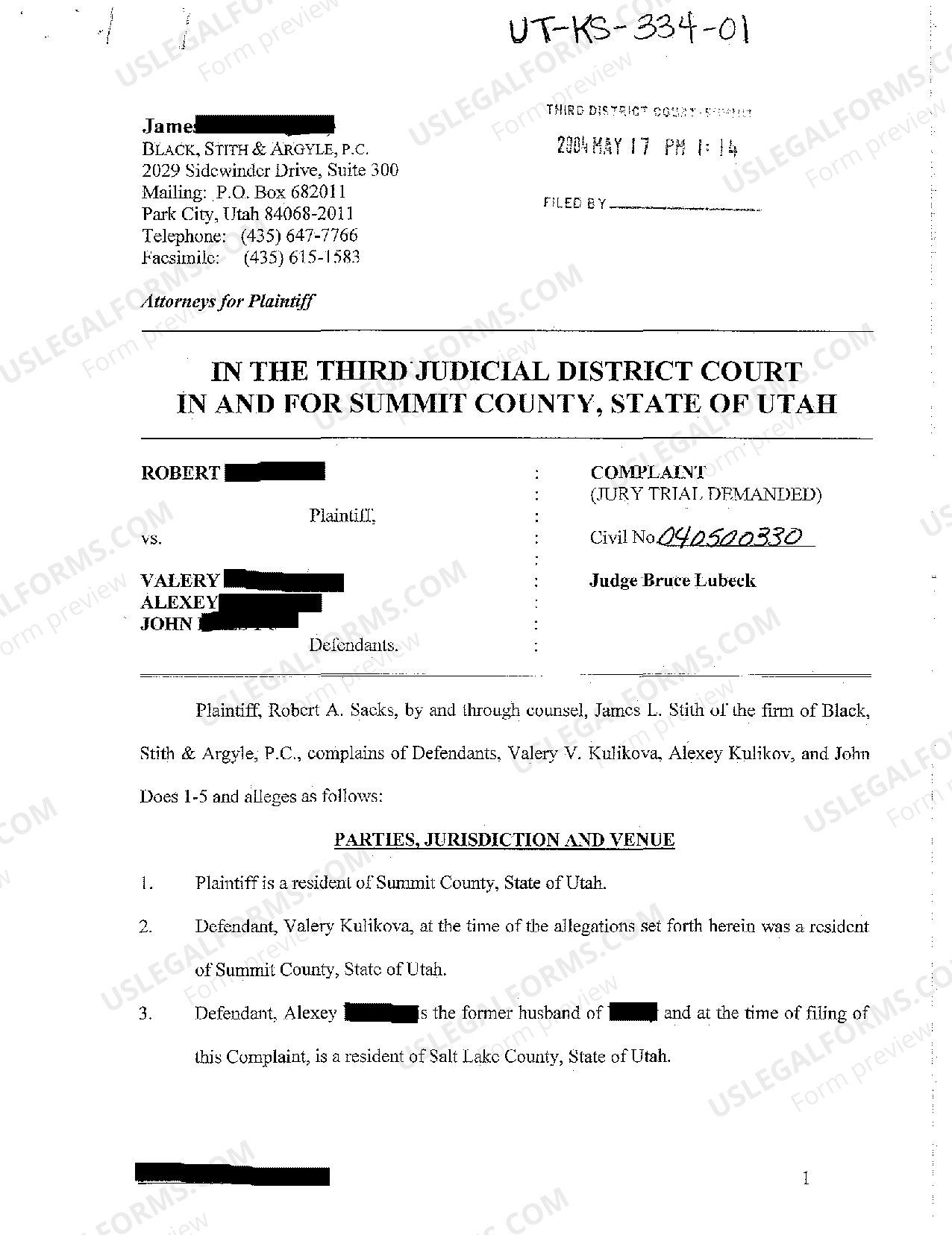 Utah Complaint - Fraud - Misrepresentation and Conspiracy to Commit ...