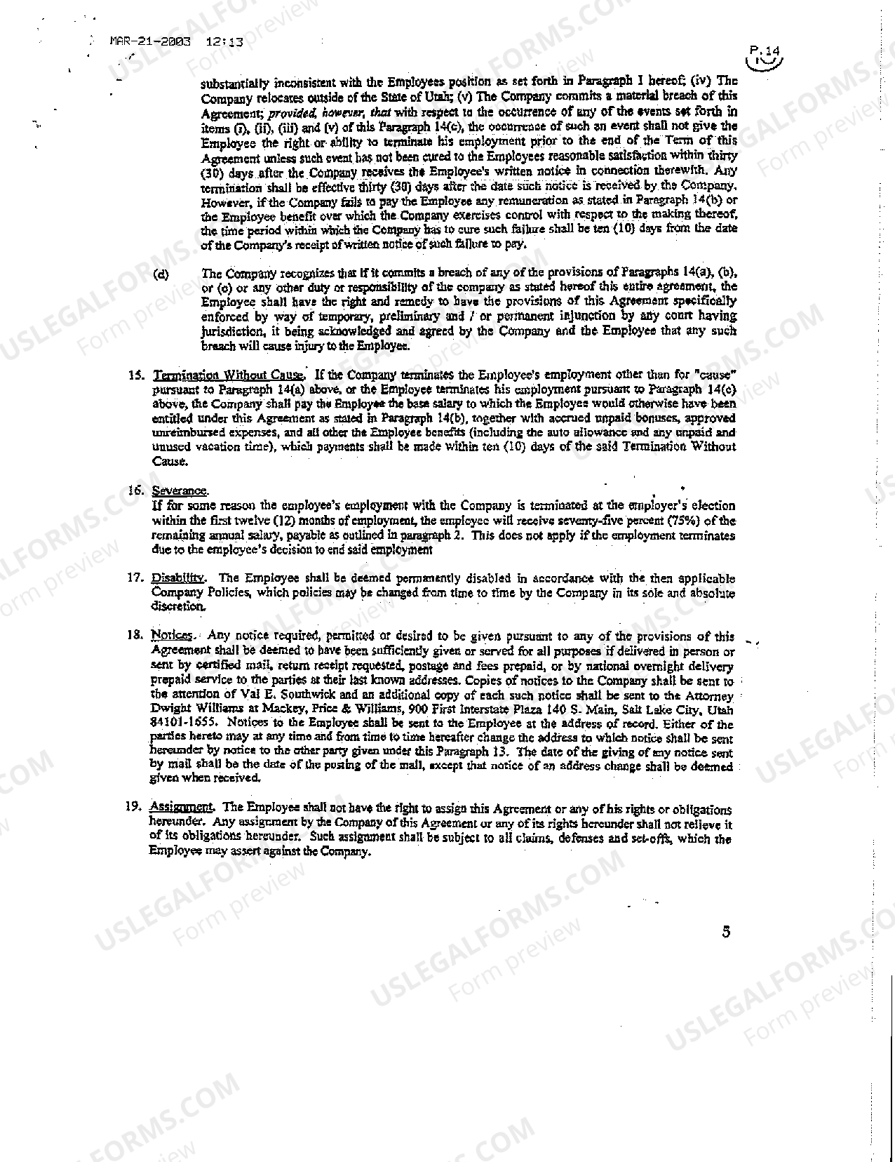 Utah Employment Agreement Form 630 | US Legal Forms