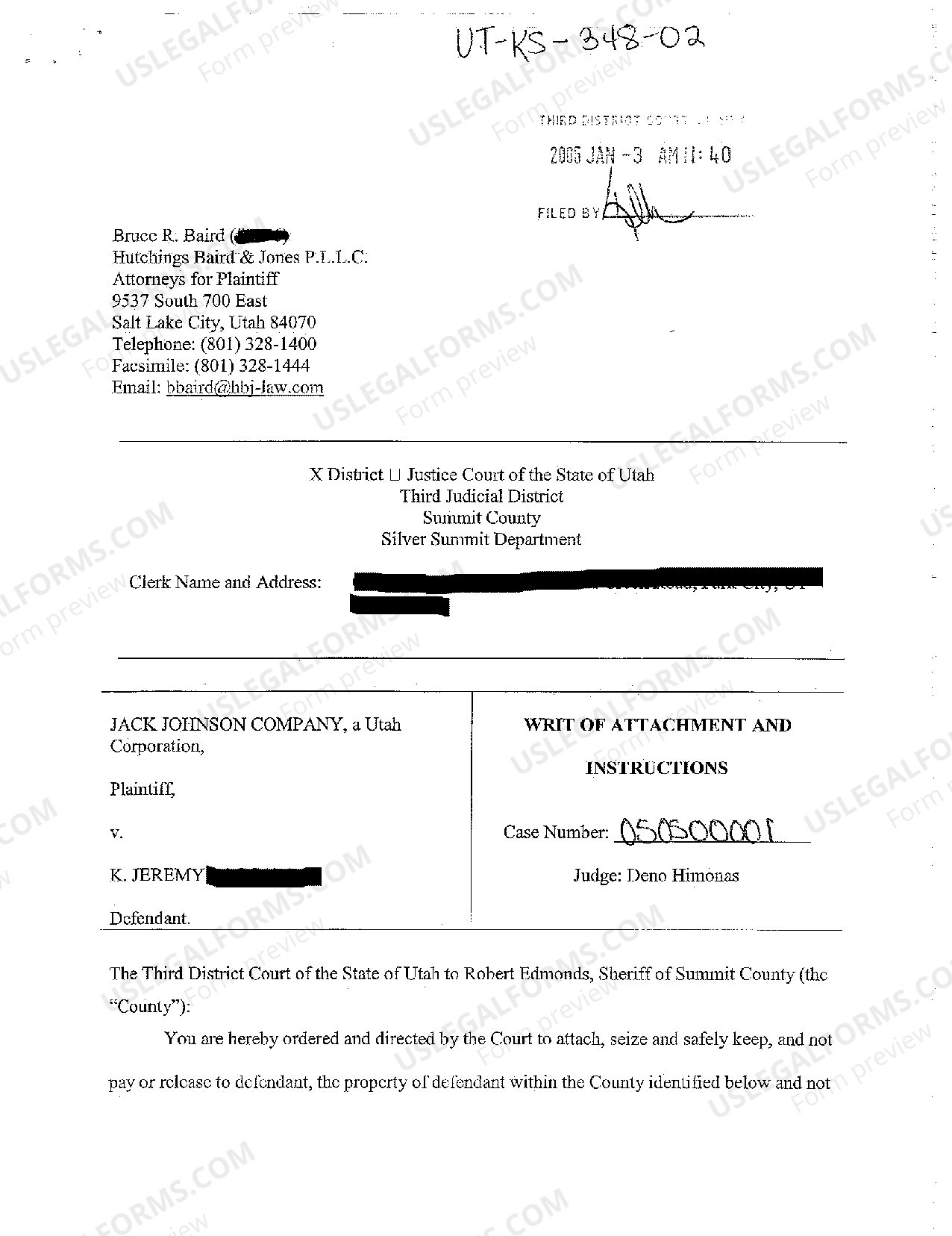 Utah Writ of Attachment and Instructions | US Legal Forms