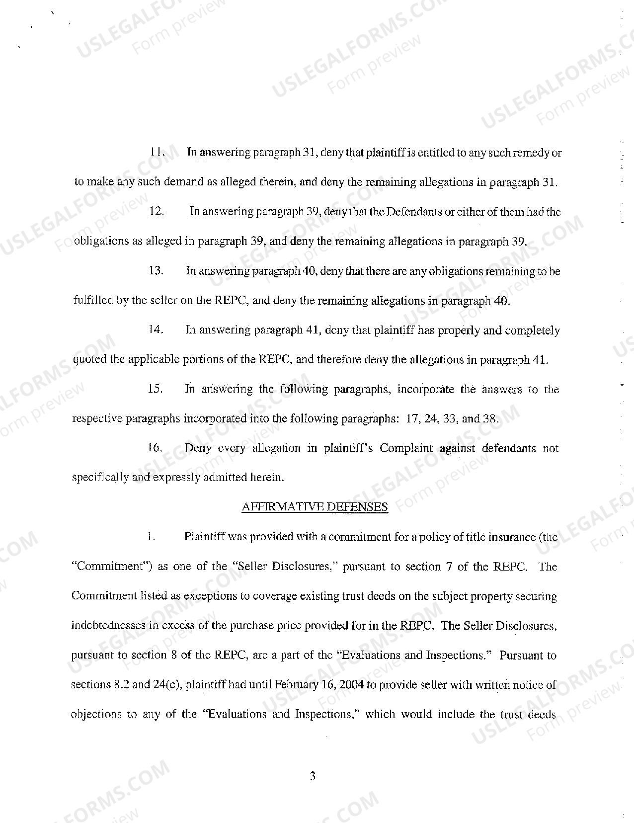 Answer Counterclaim Breach Of Contract With Examples | US Legal Forms