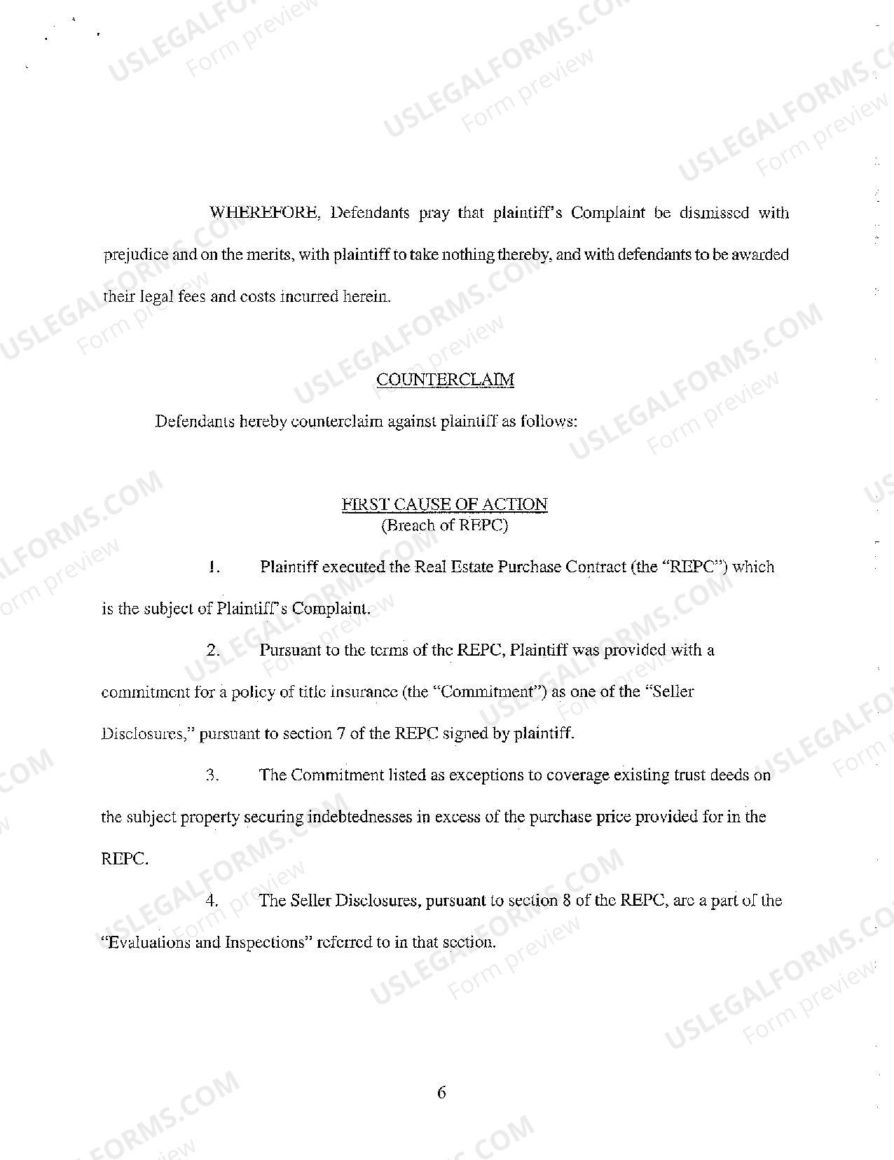 Answer Counterclaim Breach Of Contract With Examples | US Legal Forms