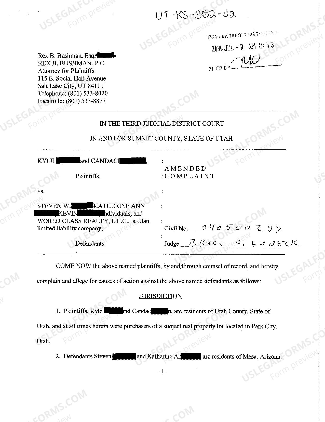 Utah Amended Complaint | US Legal Forms