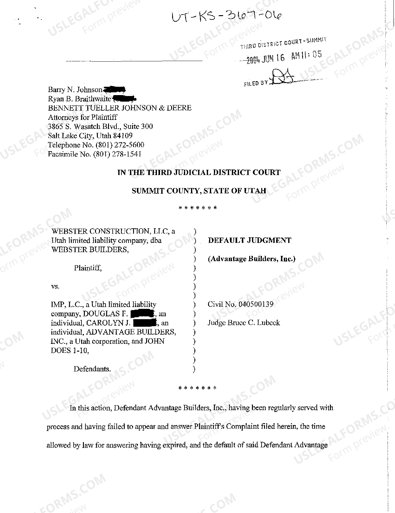 Utah Default Judgment Against Defendant | US Legal Forms