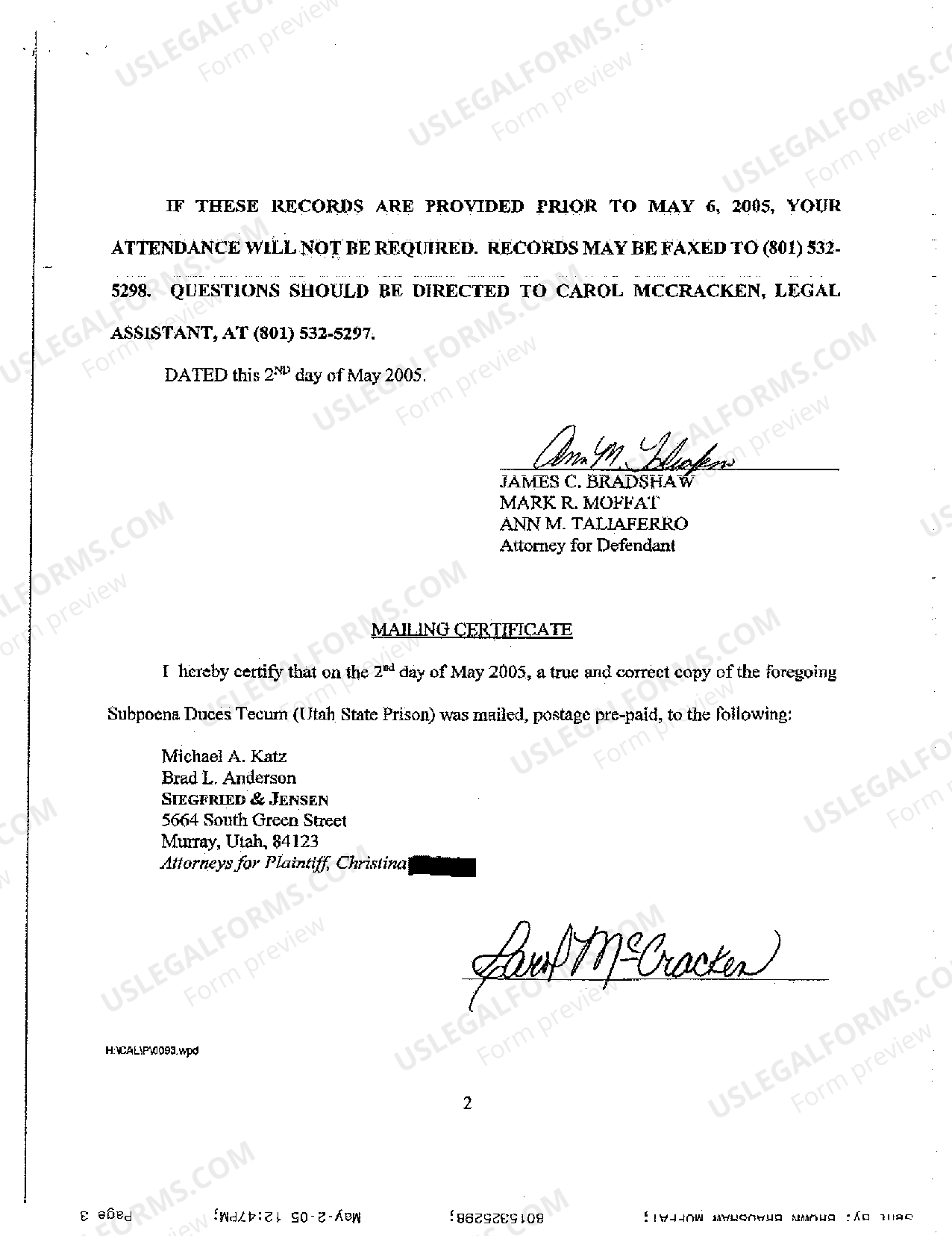 Utah Subpoena Duces Tecum - Subpoena Duces Tecum Utah | US Legal Forms