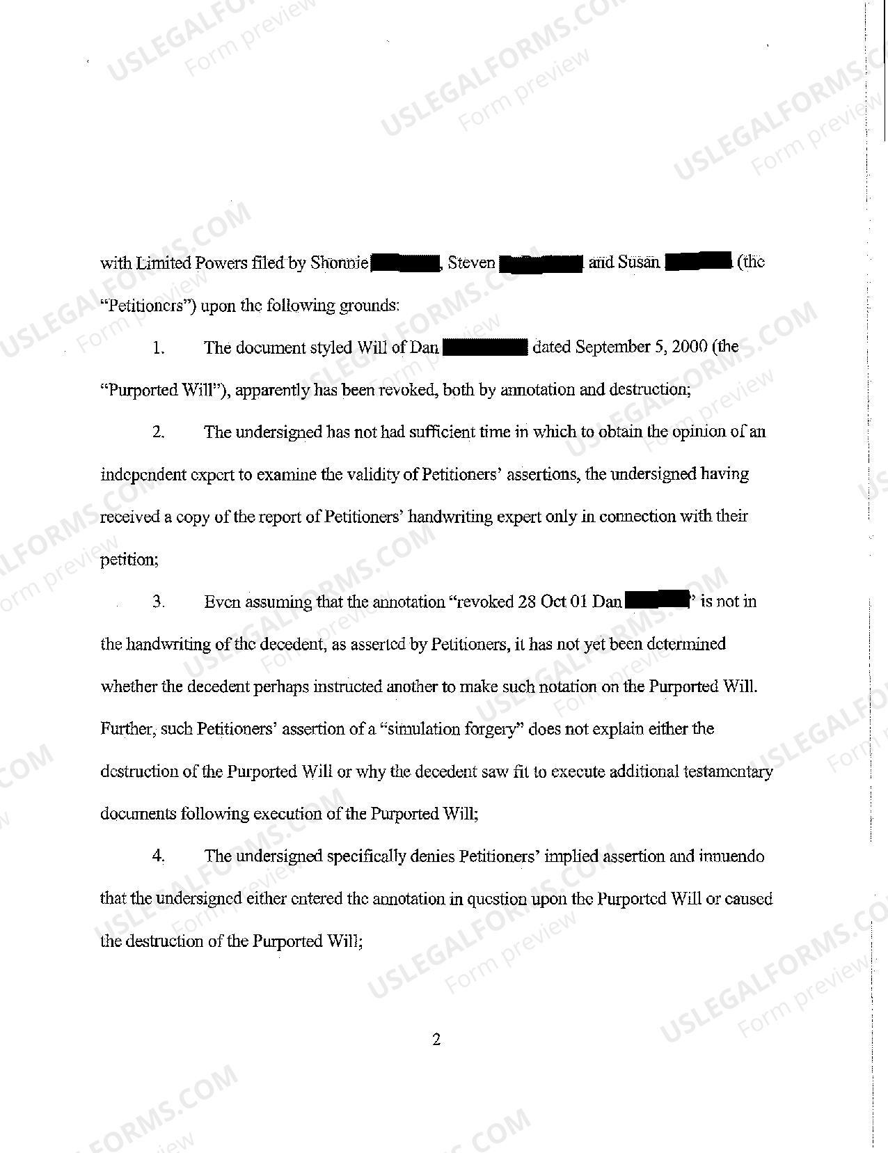 Utah Objection to Verified Petition for Formal Probate of Will, Removal of Personal ...