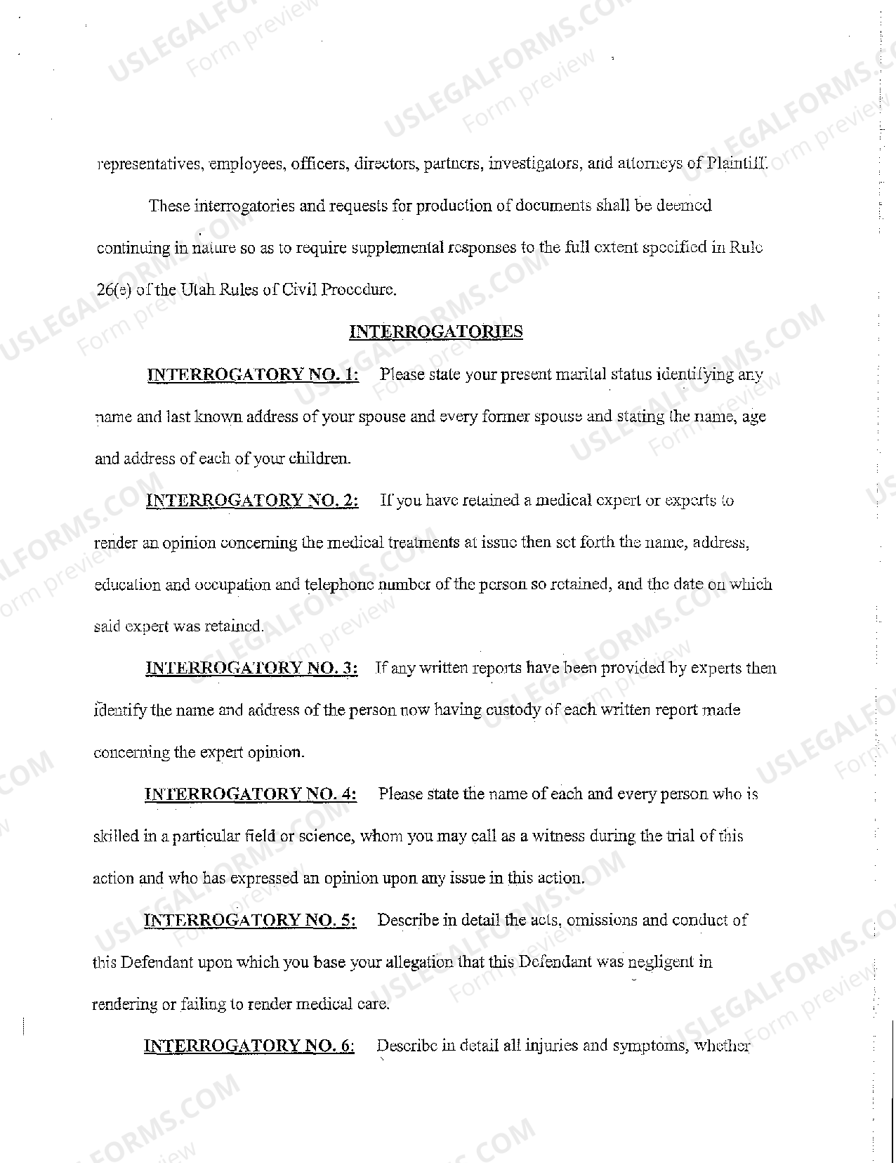 Utah Defendant's First Set of Interrogatories to Plaintiff | US Legal Forms