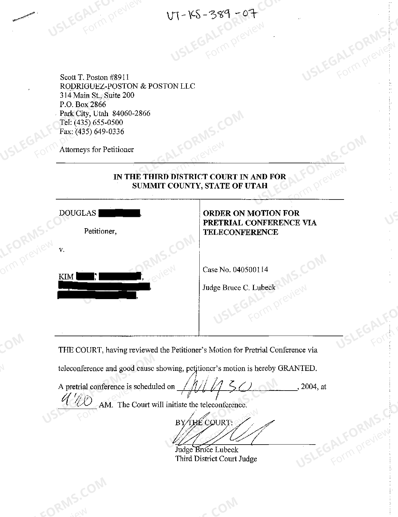 Utah Order on Motion for Pretrial Conference Via Teleconference | US ...