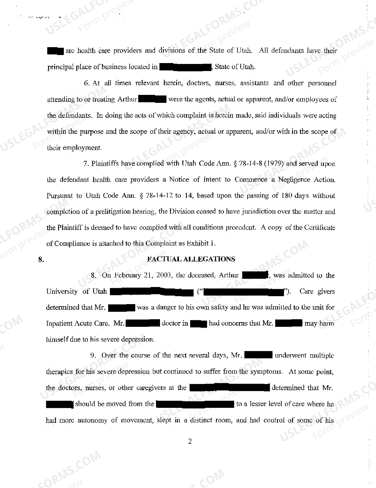 Salt Lake City Utah Complaint and Jury Demand - Negligence - Examples ...