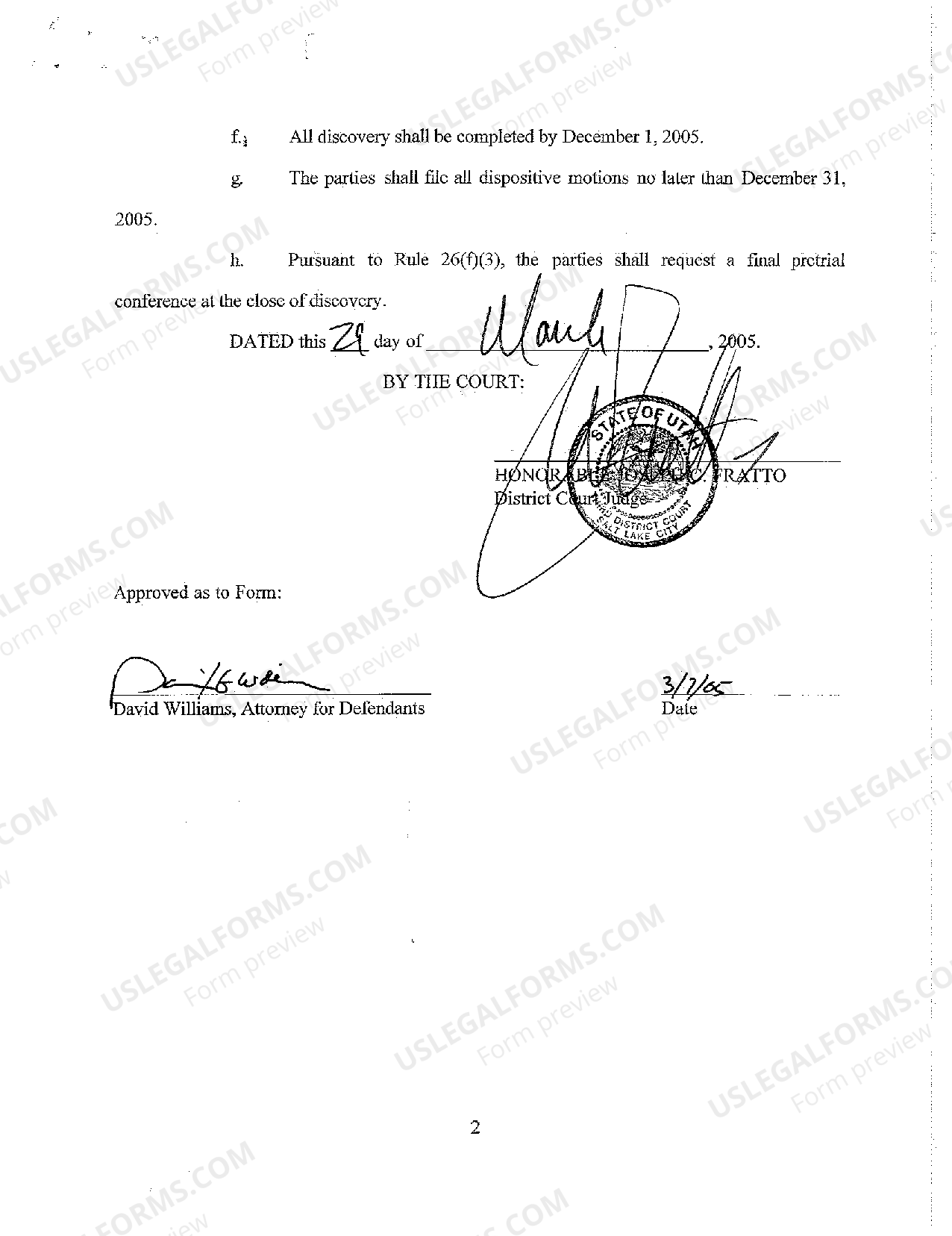 Utah Stipulated Discovery Schedule and Scheduling Order | US Legal Forms