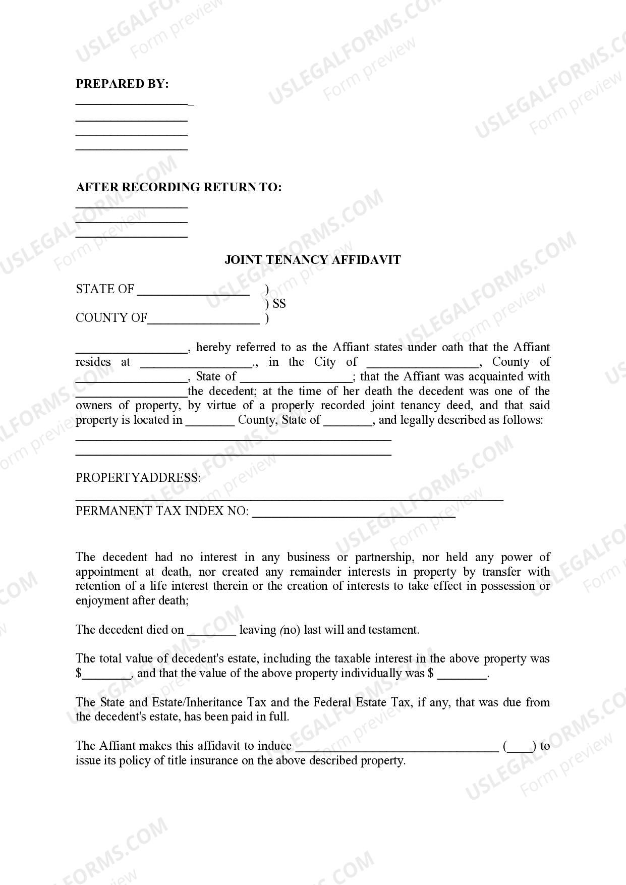 Legal Tenancy Affidavit