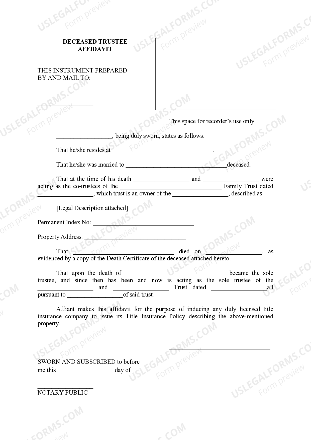 Utah Decease Trustee Affidavit | US Legal Forms