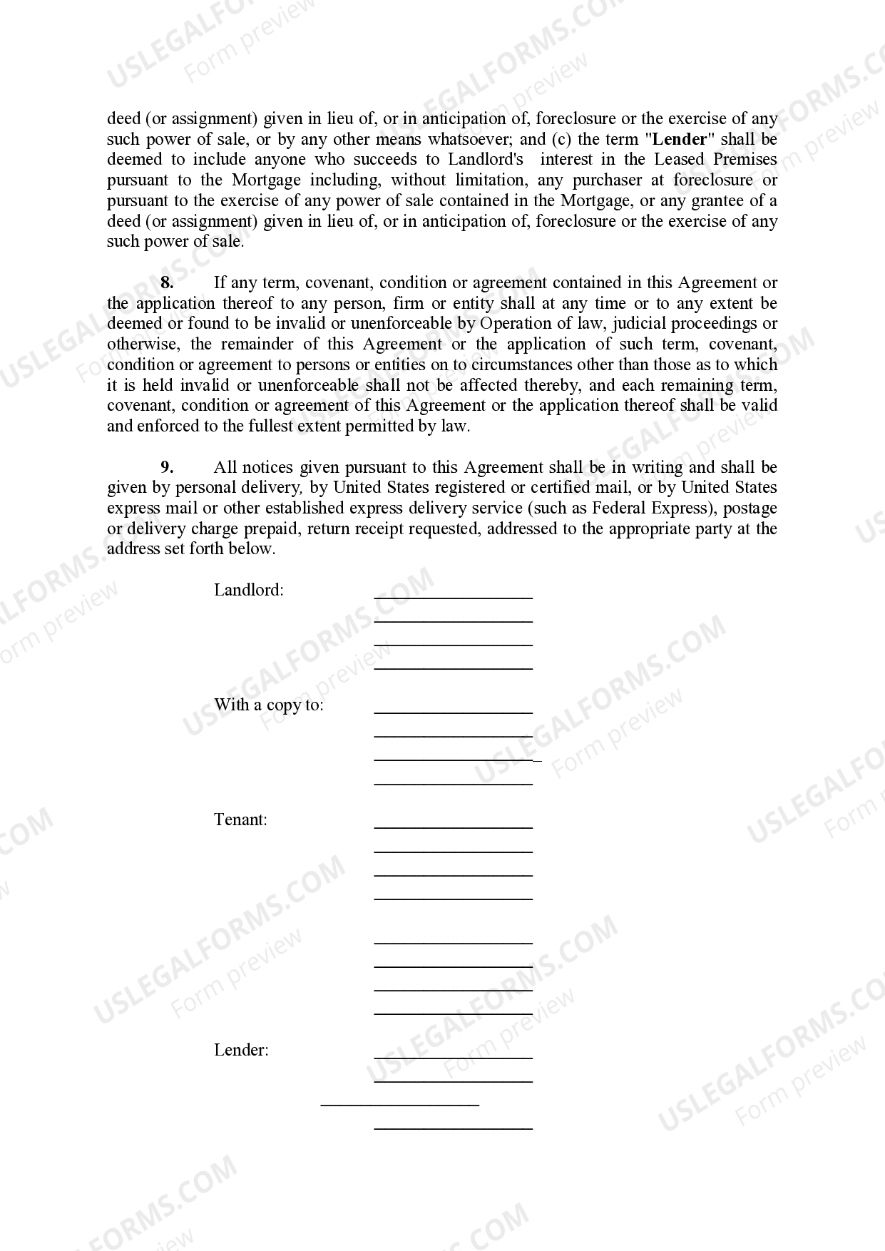 Utah Subordination, Non-Disturbance and Attornment Agreement | US Legal Forms