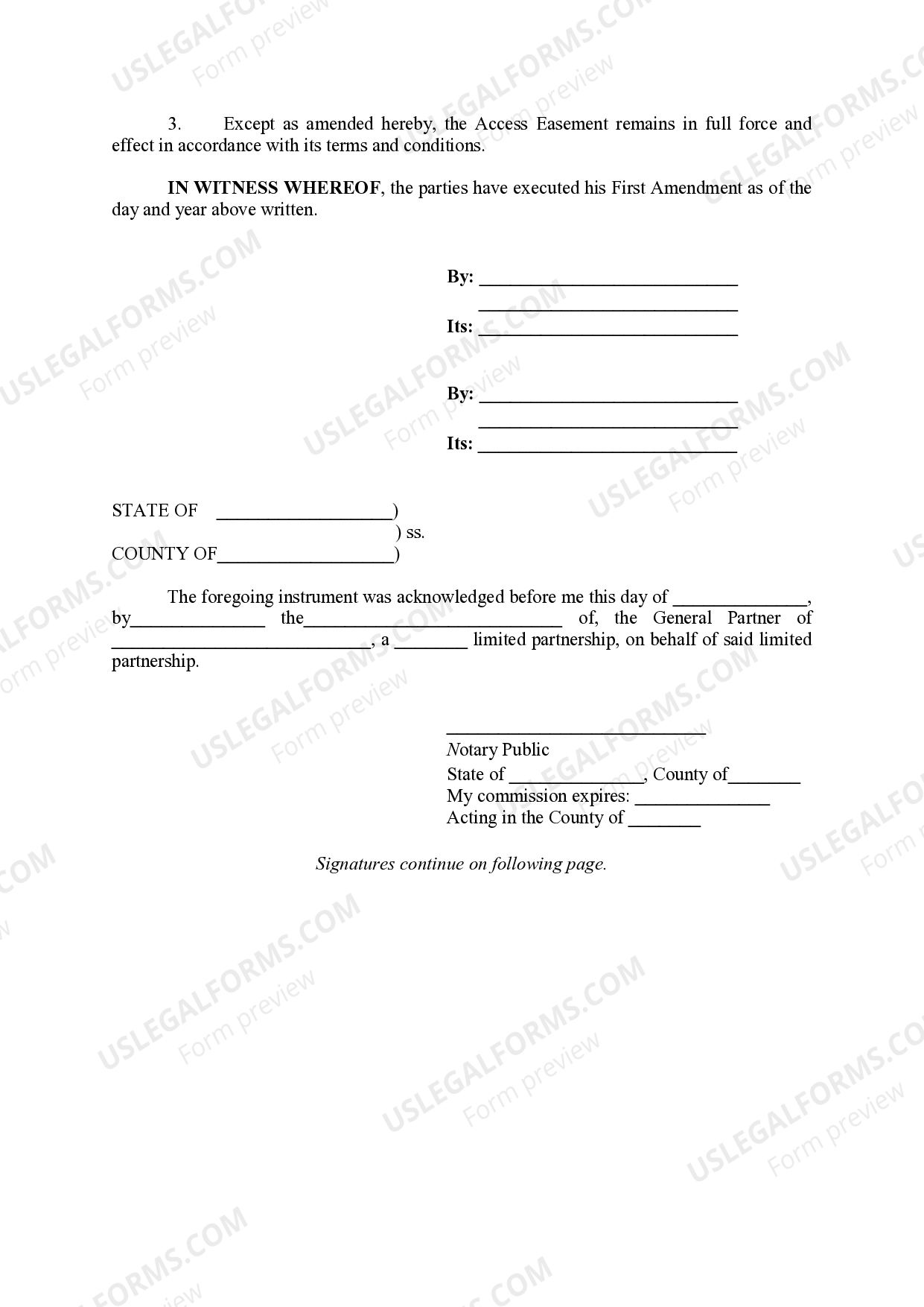 Utah First Amendment to Non - Non Exclusive Easement For Roadway | US ...