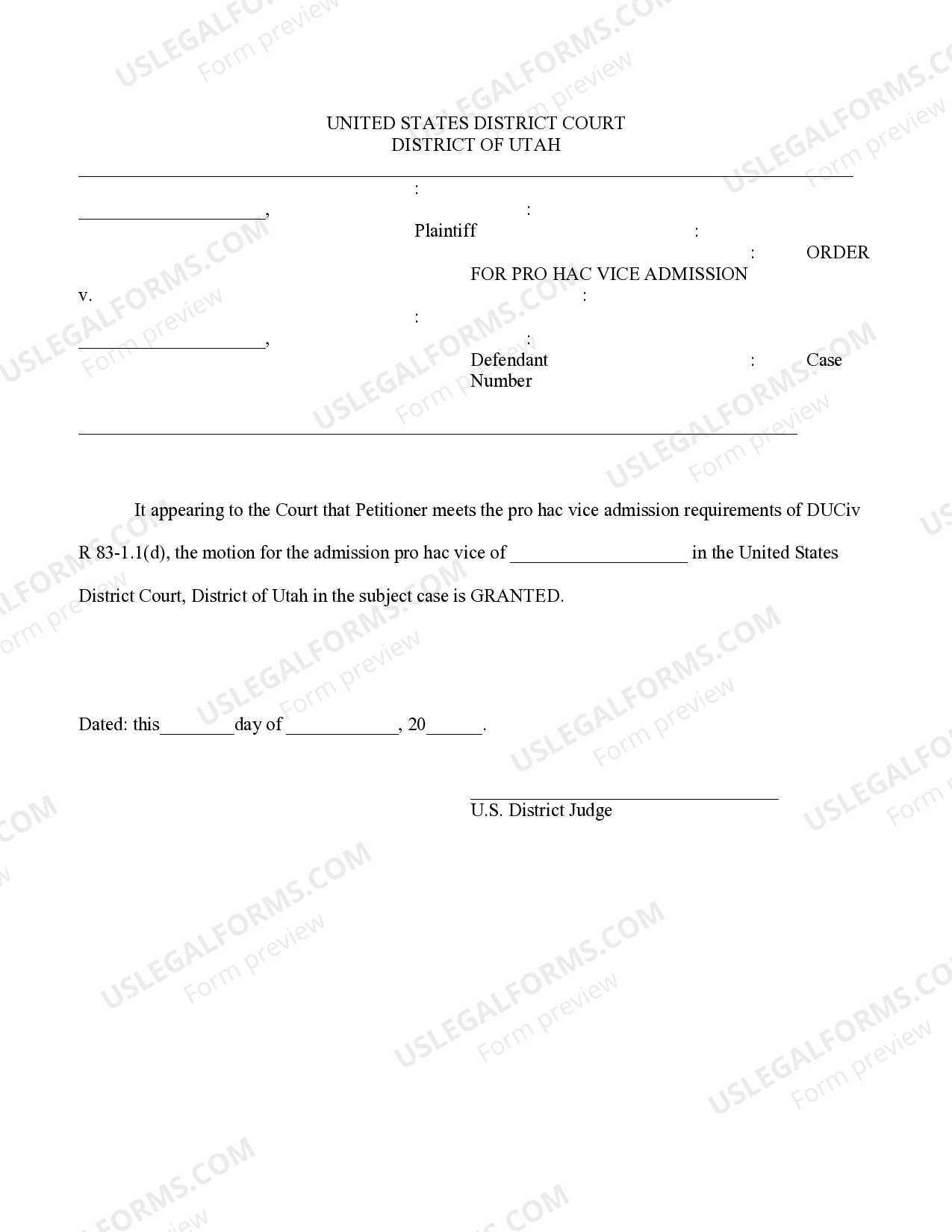 Utah Pro Hac Vice Forms and Procedure | US Legal Forms