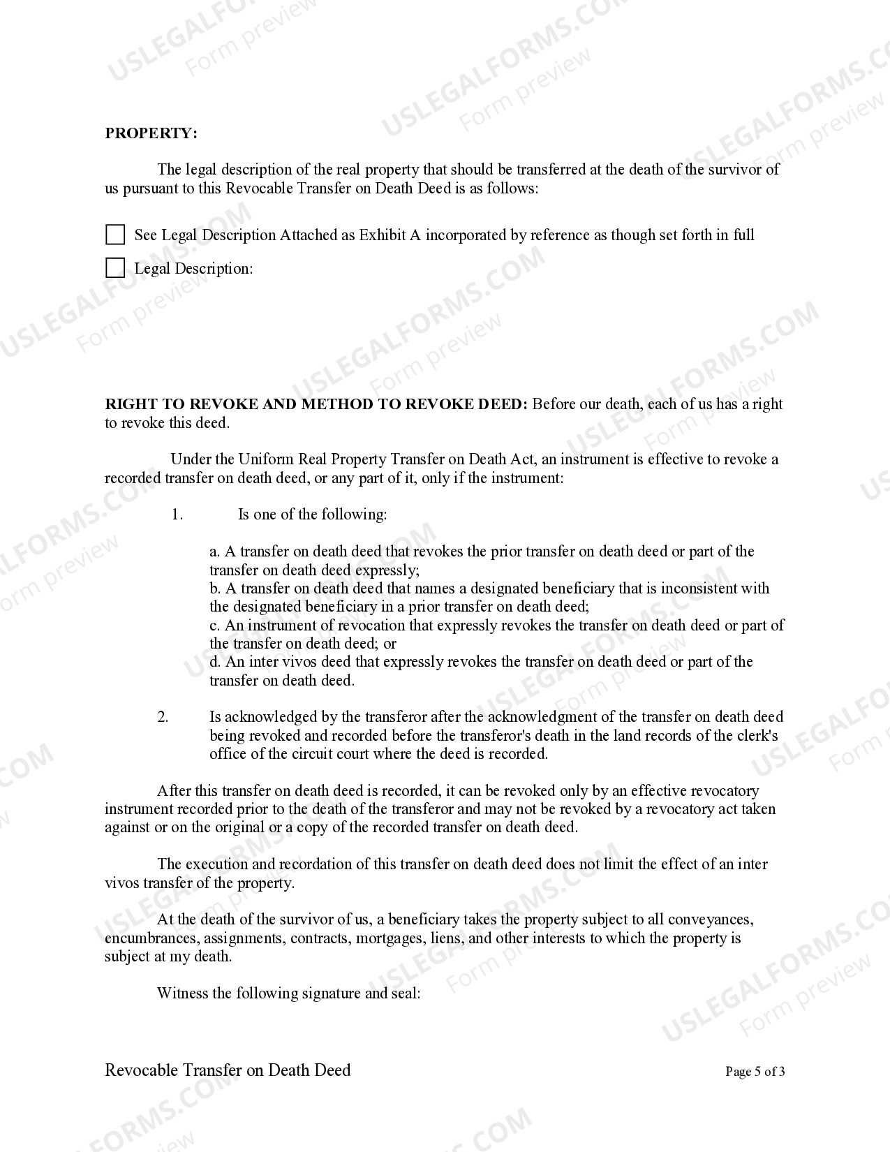 Virginia Revocable Transfer on Death Deed from Husband and Wife, or Two ...