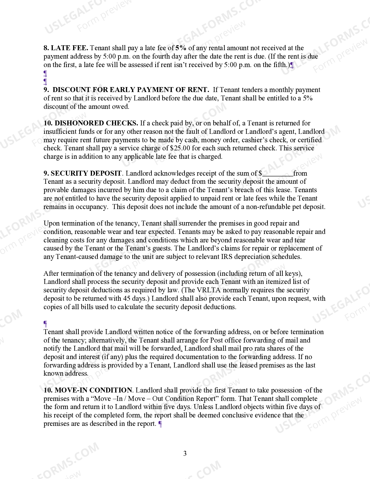 Virginia Residential Lease - Trec Lease Agreement | US Legal Forms