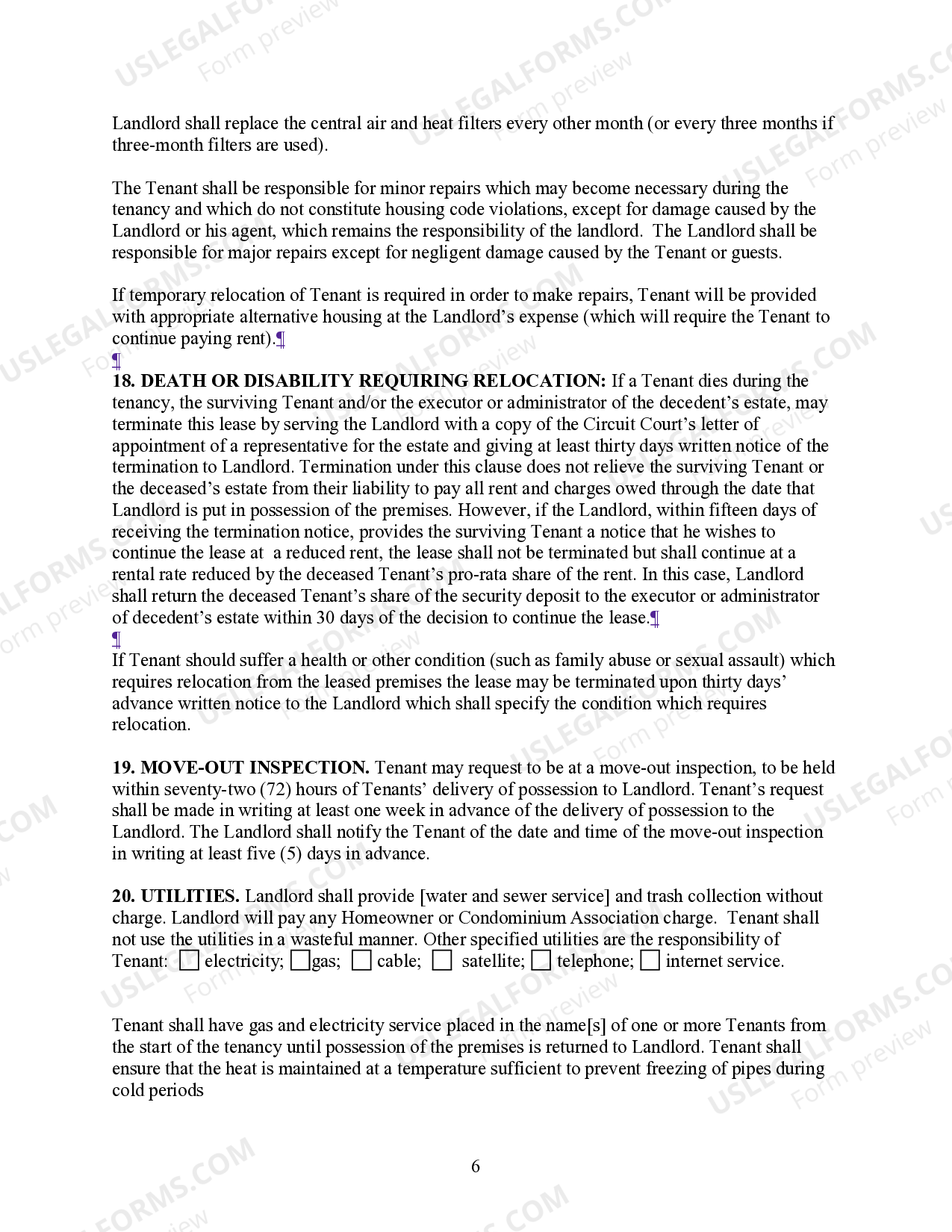 Virginia Residential Lease - Trec Lease Agreement | US Legal Forms