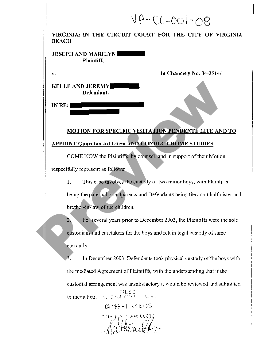 Fairfax Virginia Notice Of Motion To Continue Motion For Specific 