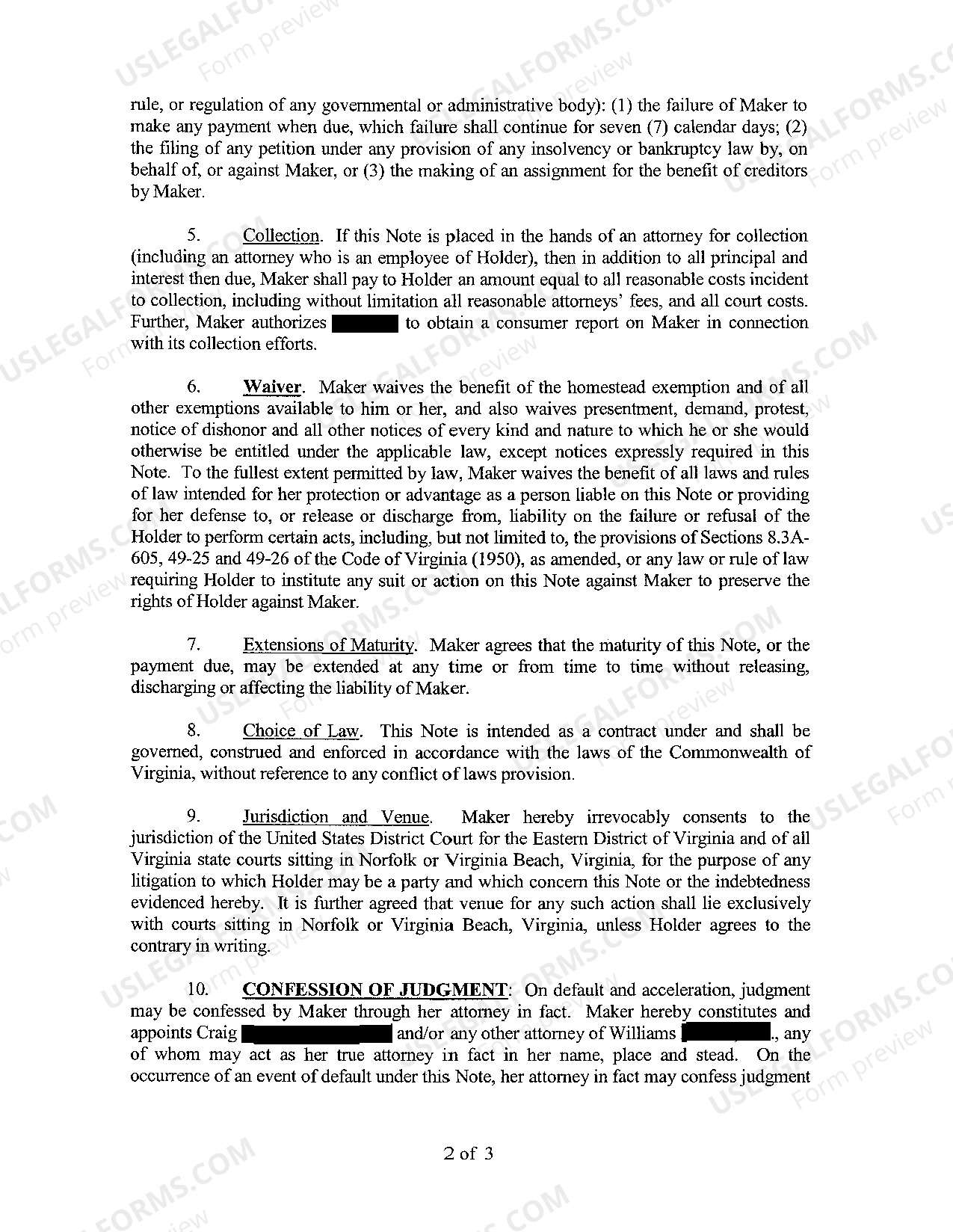 Confessed Judgment Promissory Note With Personal Guarantee | US Legal Forms