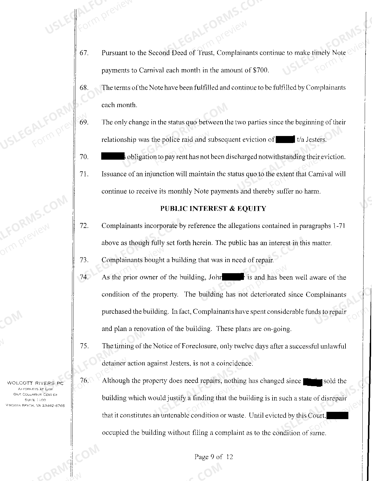 Virginia Bill of Complaint for Preliminary And Permanent Injunctive ...