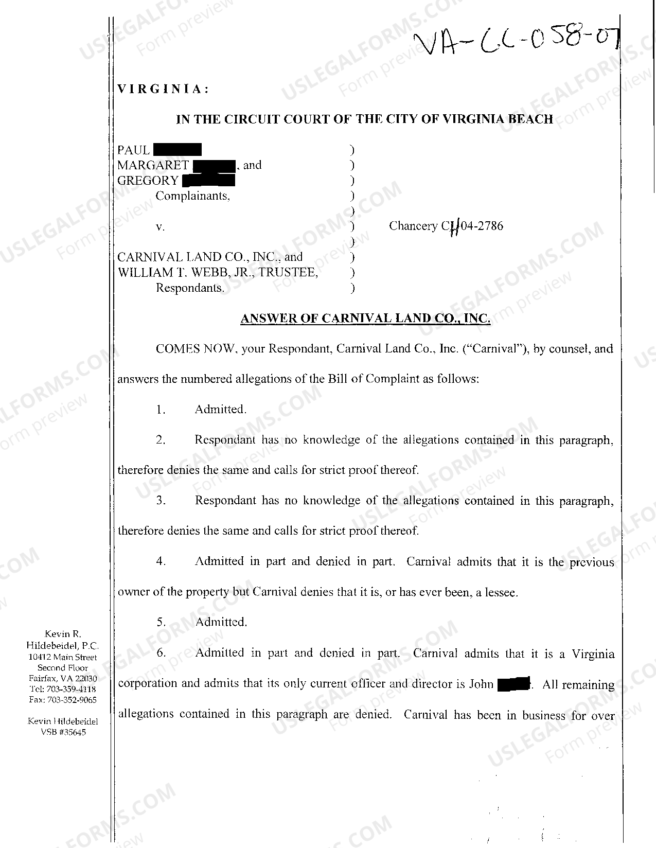 Virginia Answer to Complaint for Preliminary and Permanent Injunction ...