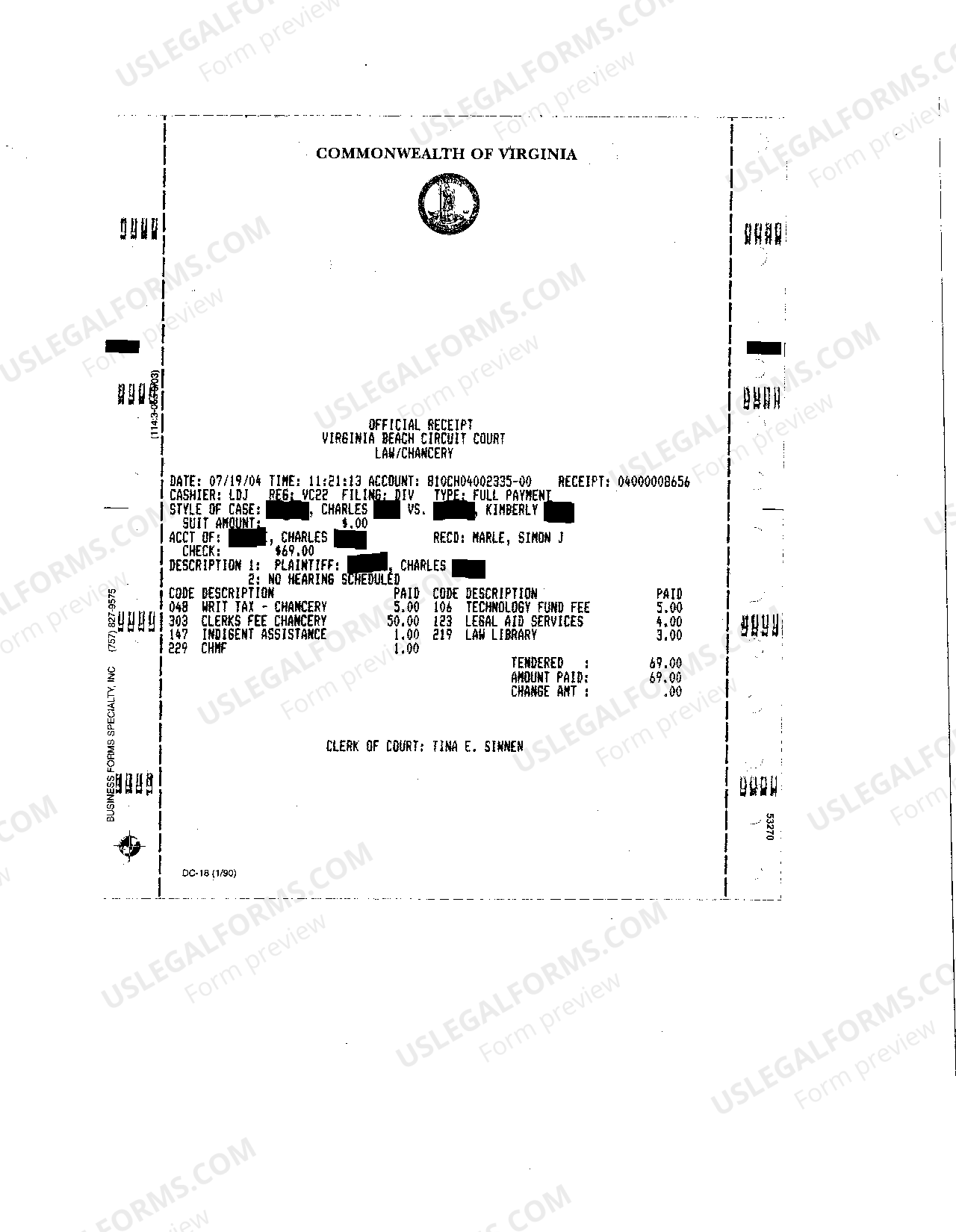 Virginia Letter for The Bill of Complaints | US Legal Forms